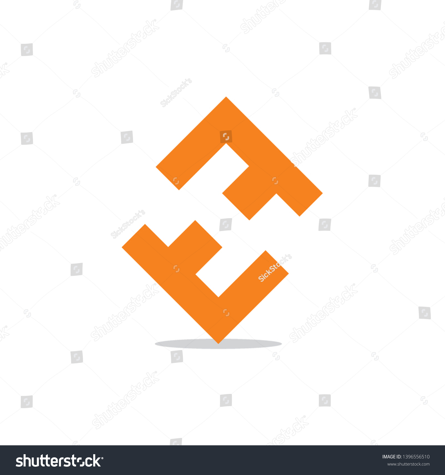 Letter H Negative Space Square Logo Stock Vector (Royalty Free ...