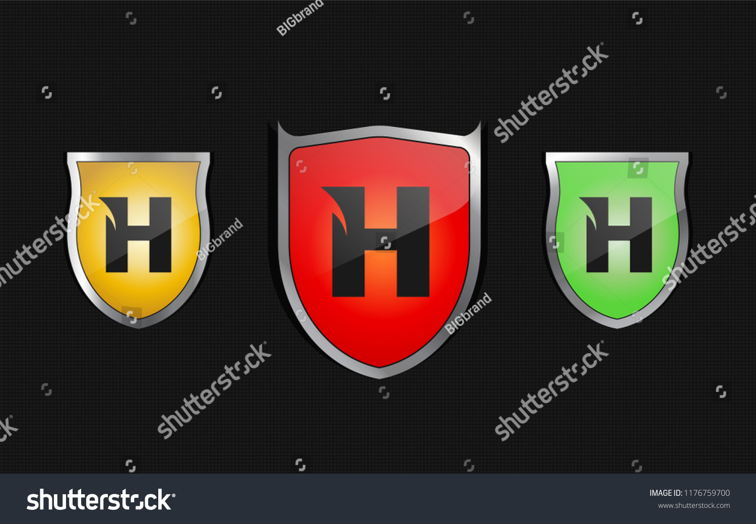 Letter H Shield Logo Icon Vector Stock Vector (Royalty Free) 1176759700