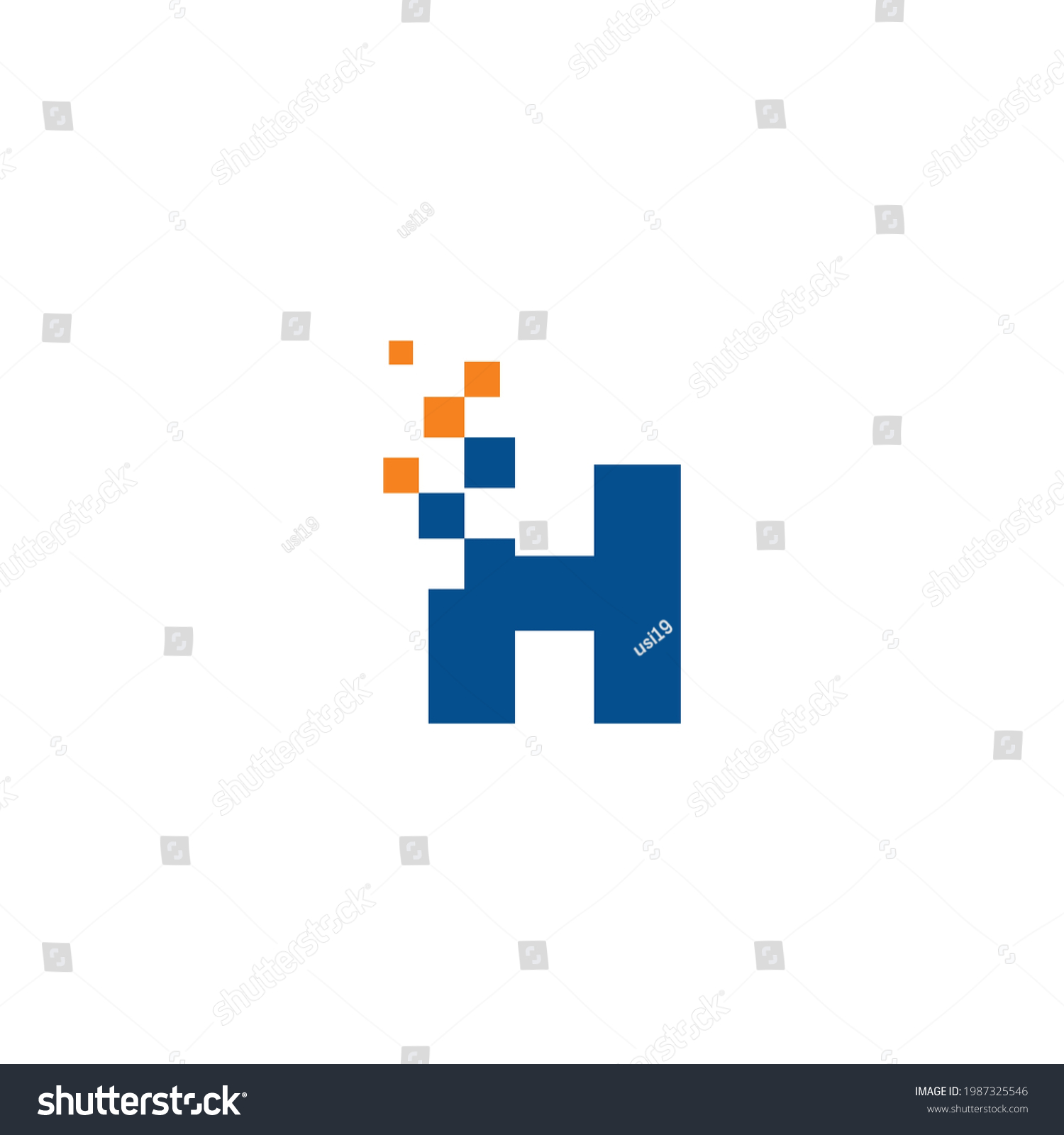 Letter H Pixel Logo 001 Stock Vector (Royalty Free) 1987325546