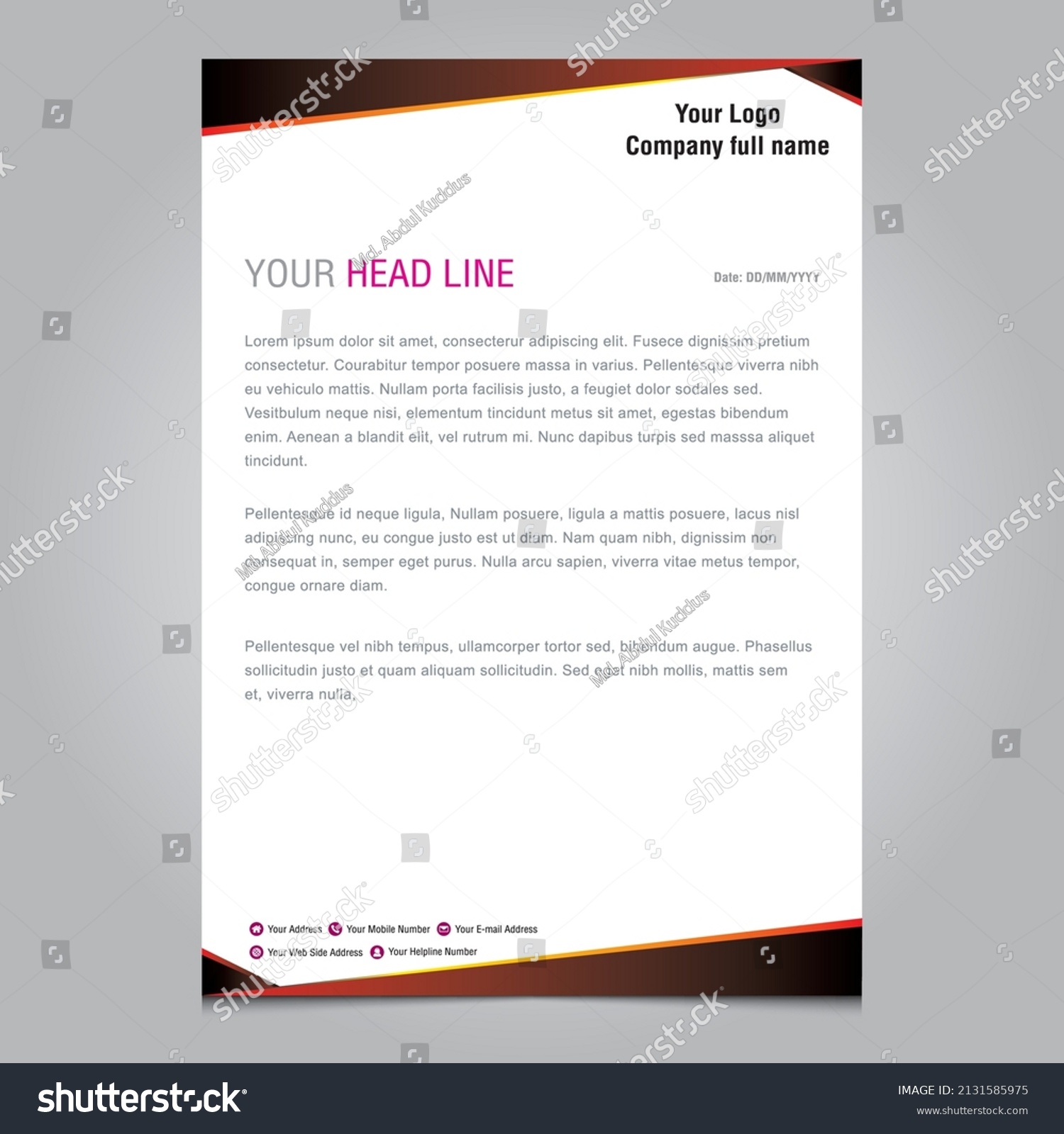 Letter Head Pad Template Design Eps Stock Vector (Royalty Free ...