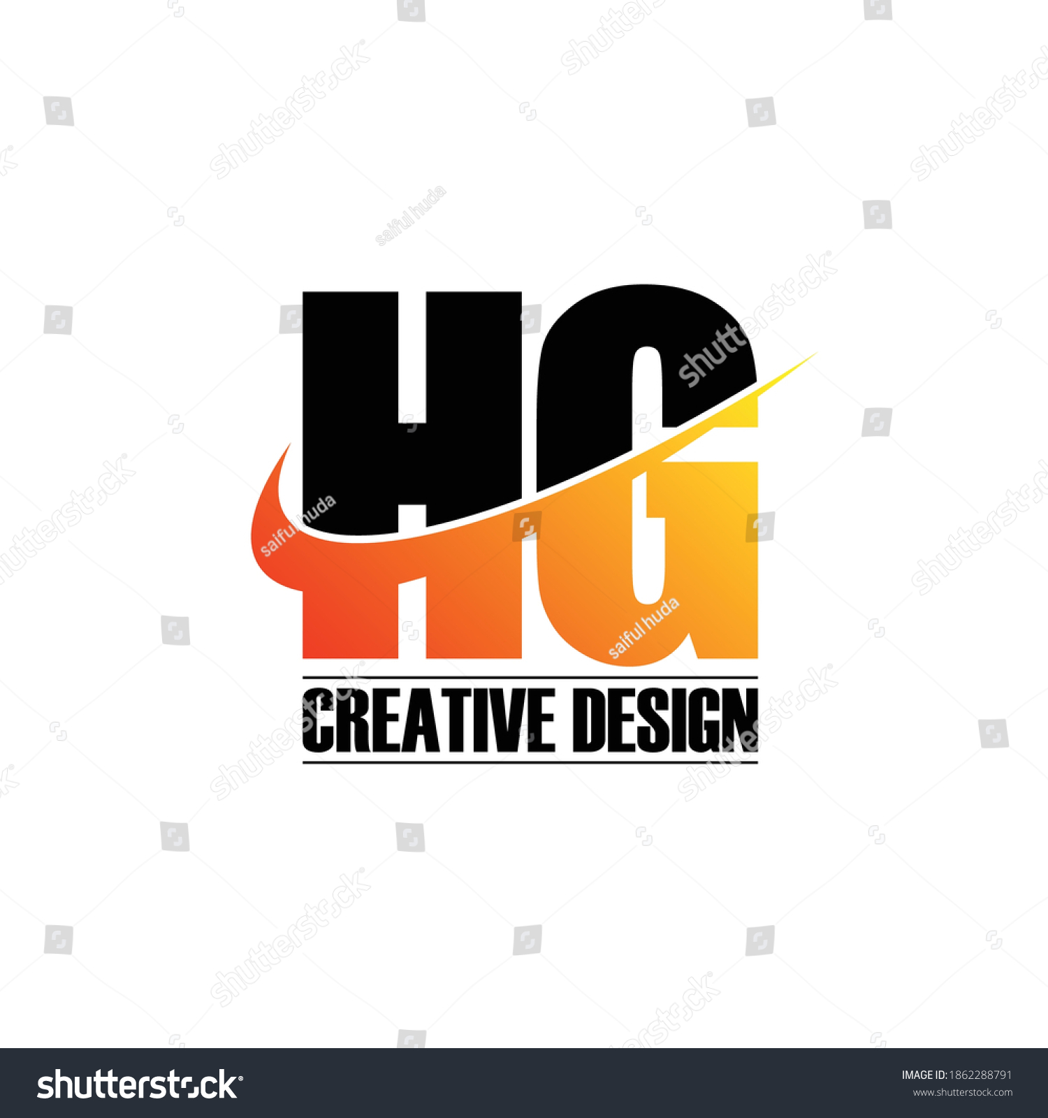 Letra HG simple vector de diseño: vector de stock (libre de regalías ...