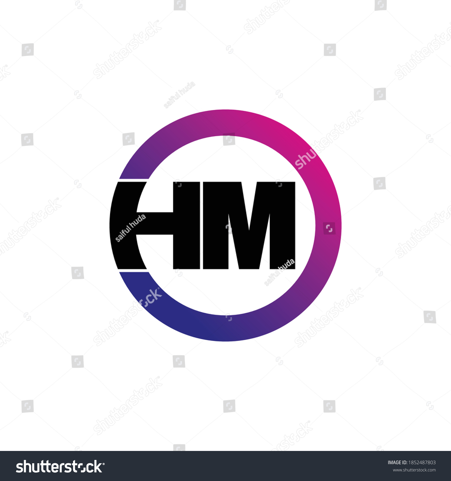 Letter Hm Circle Logo Design Vector Stock Vector (Royalty Free) 1852487803