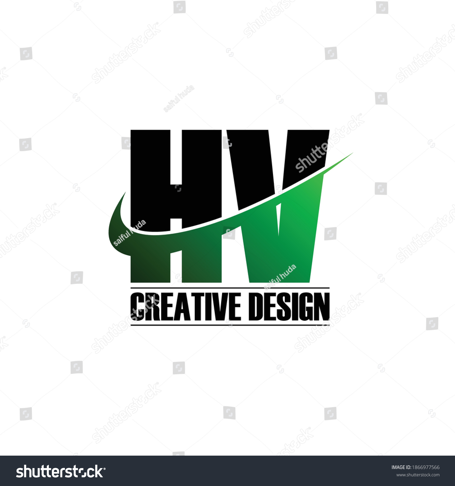 Letter Hv Simple Logo Design Vector Stock Vector (Royalty Free) 1866977566