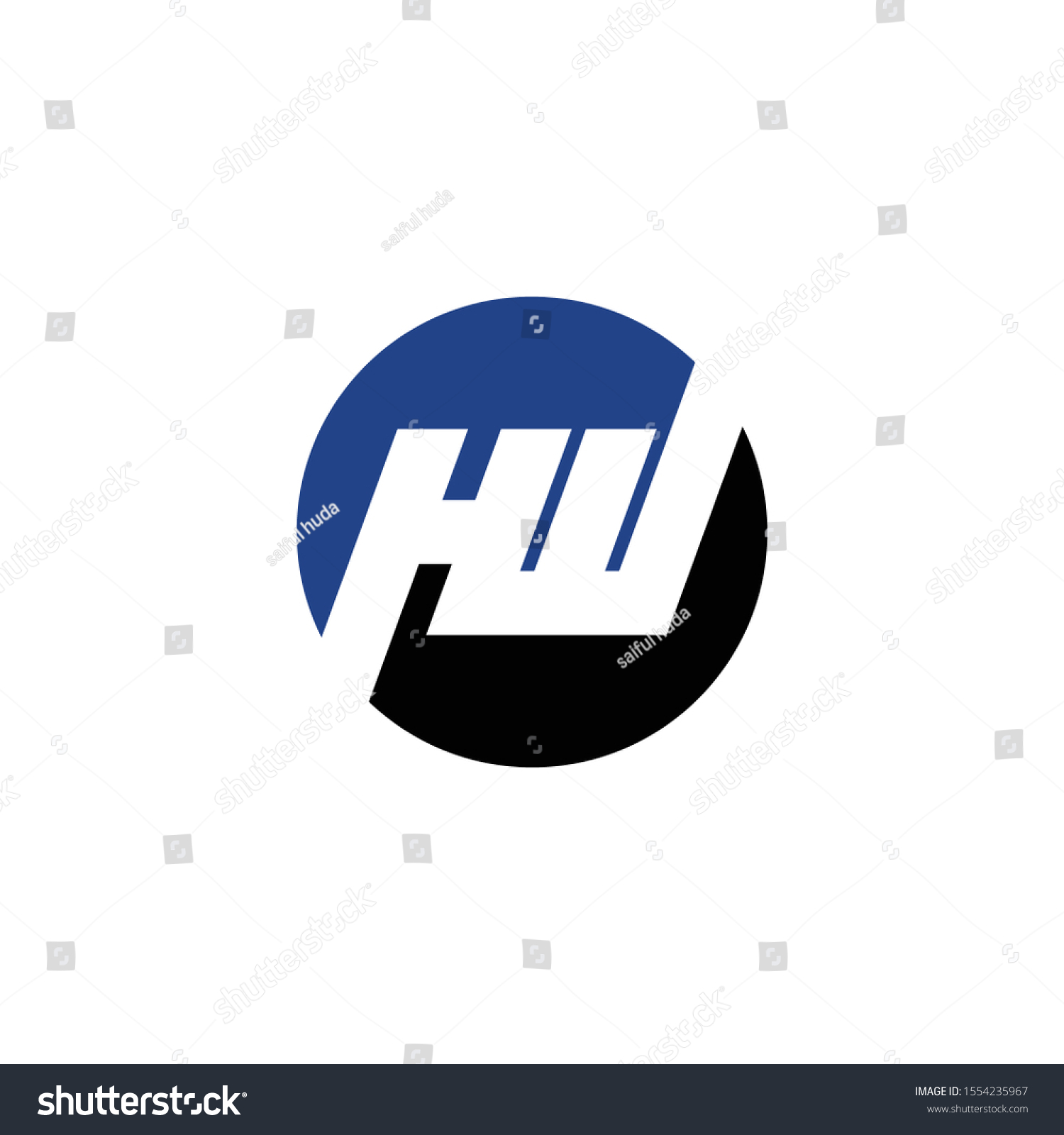 Letter Hw Simple Logo Design Vector Stock Vector (Royalty Free) 1554235967