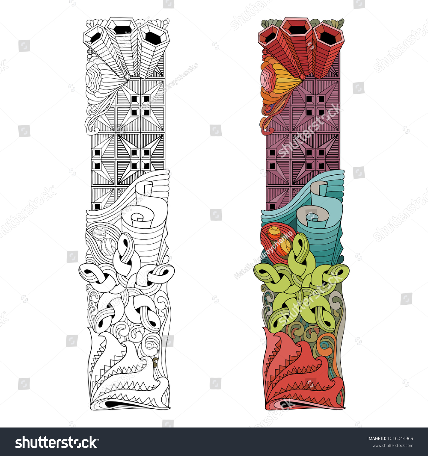 Letter Zentangle Coloring Vector Decorative Object: vetor stock (livre ...