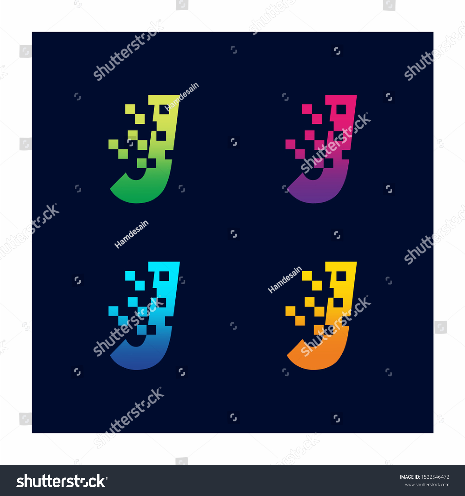 Letter J Pixel Technology Logo Design Stock Vector (Royalty Free ...