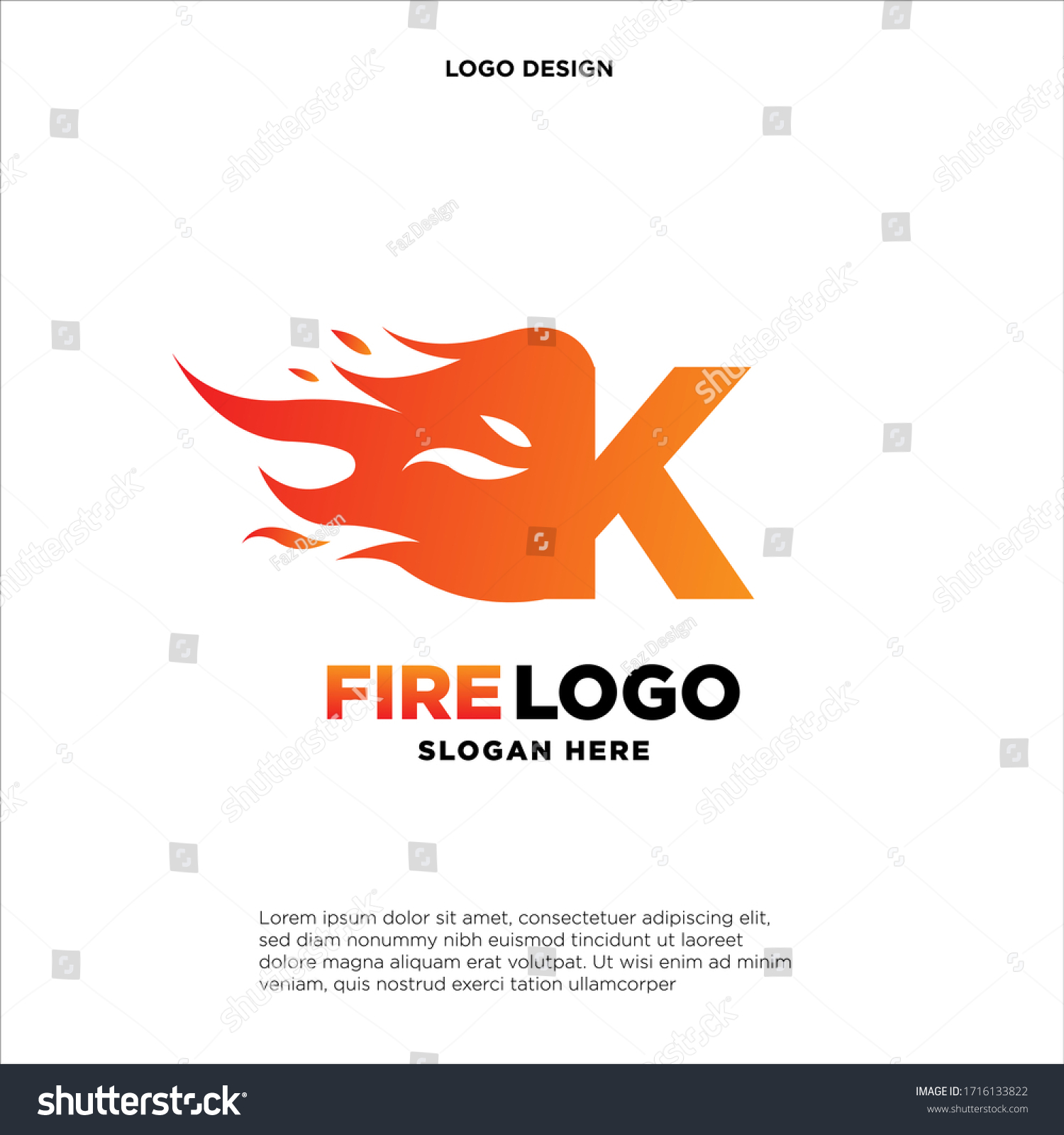 Letter K Fire Logo Design Element Stock Vector (Royalty Free ...
