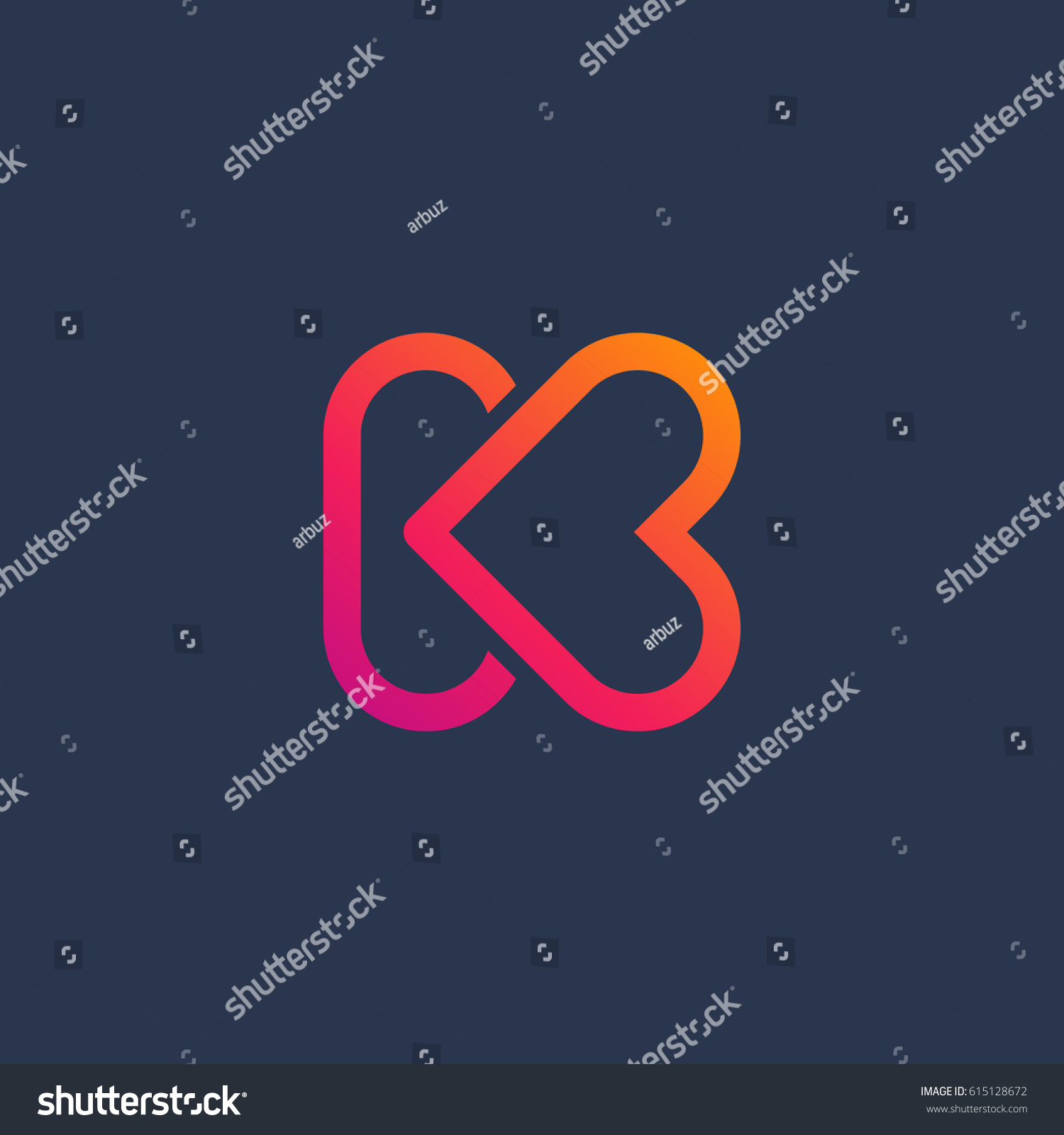 Letter K Heart Logo Icon Design Stock Vector (Royalty Free) 615128672 ...