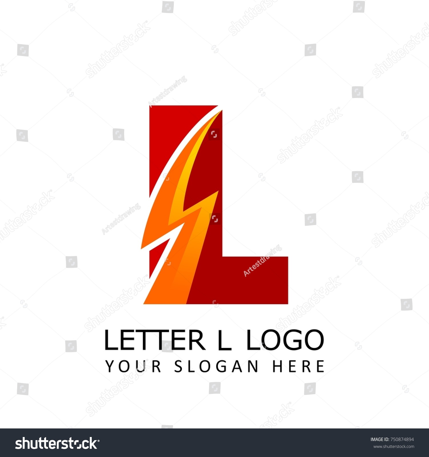 Letter L Flash Electrical Logo Stock Vector (Royalty Free) 750874894