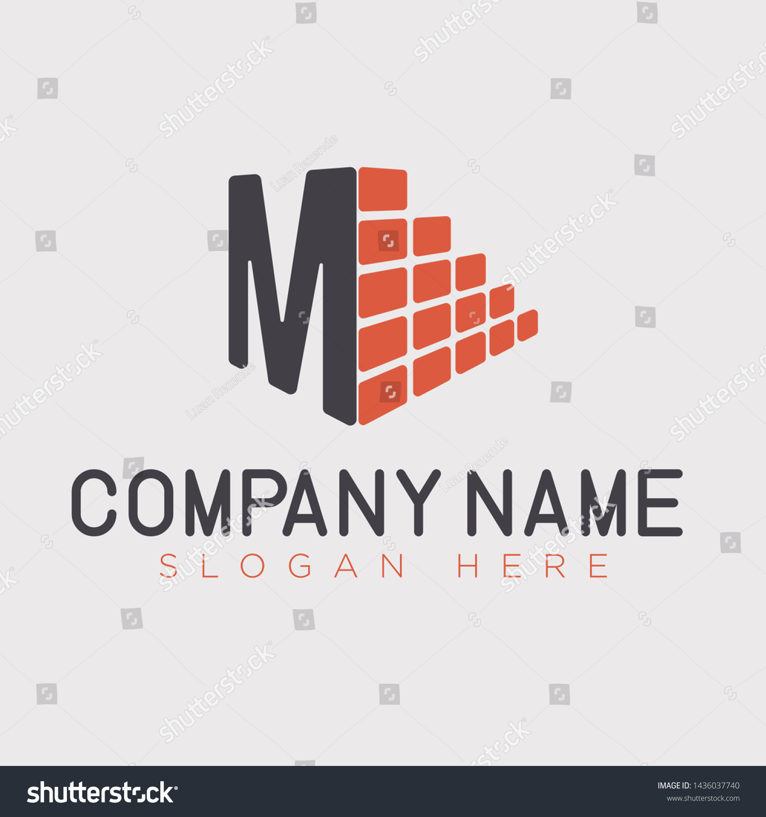 Letter M Brick Construction Logo Template Stock Vector (Royalty Free ...