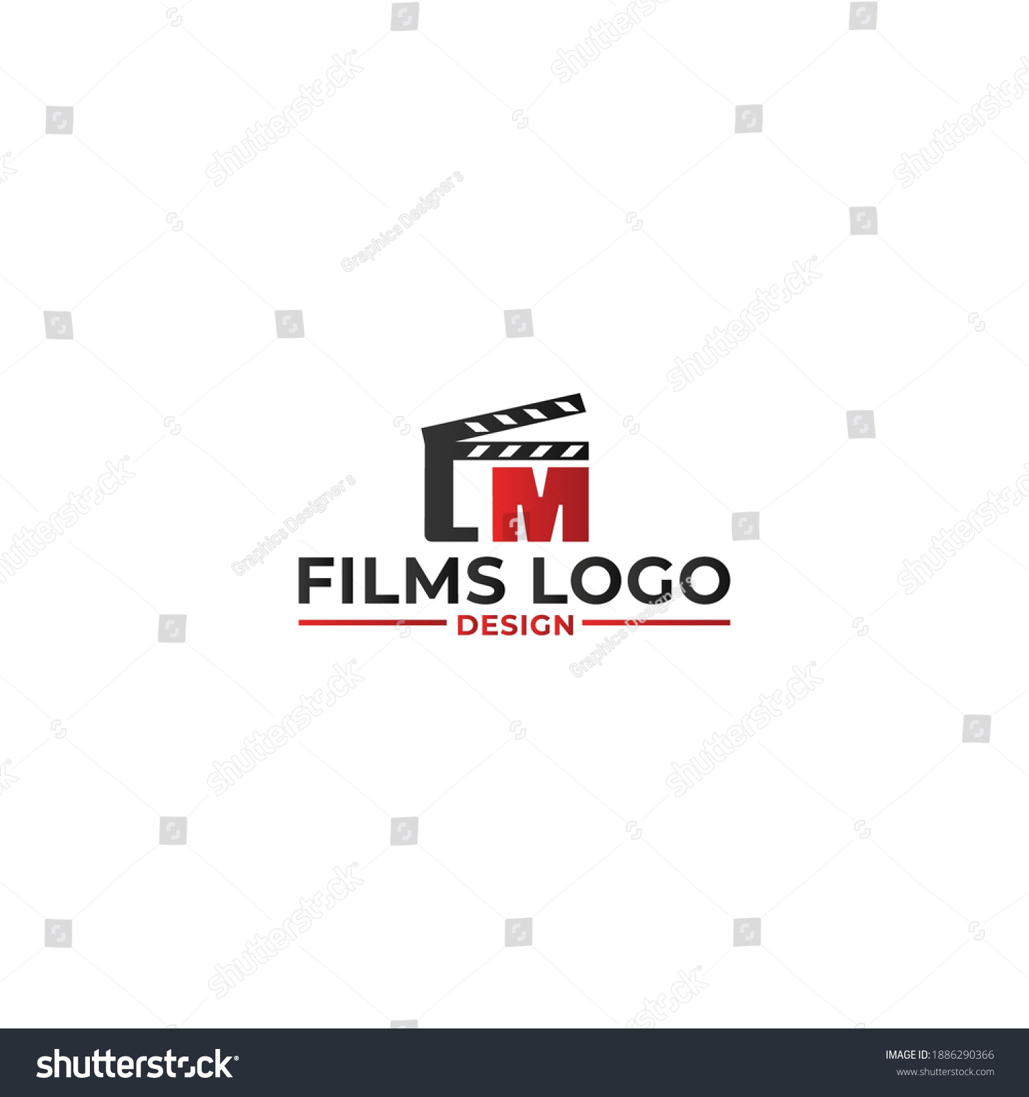 Letter M Films Logo Design Template Stock Vector (Royalty Free) 1886290366