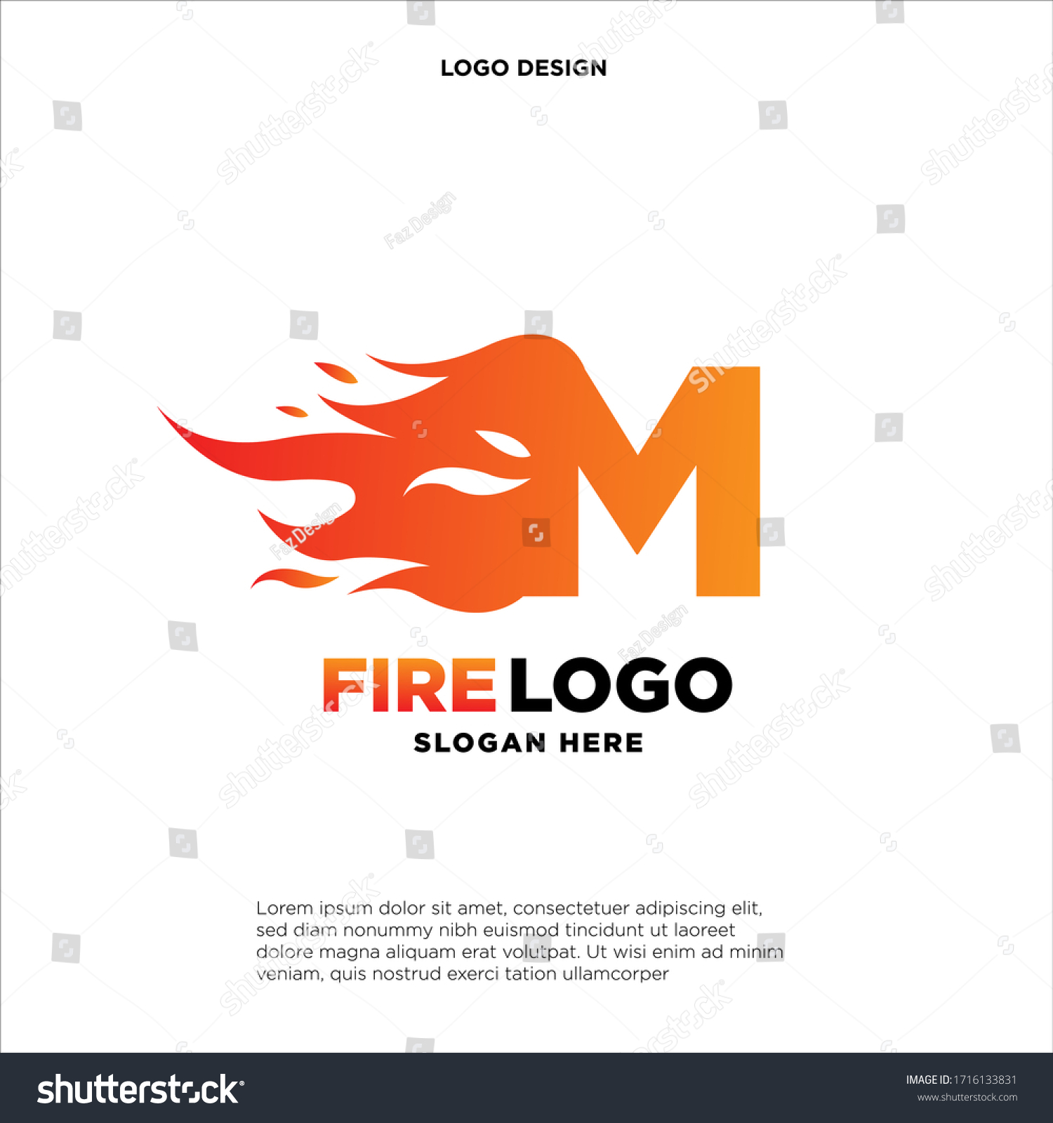 Letter M Fire Logo Design Element Stock Vector (Royalty Free) 1716133831