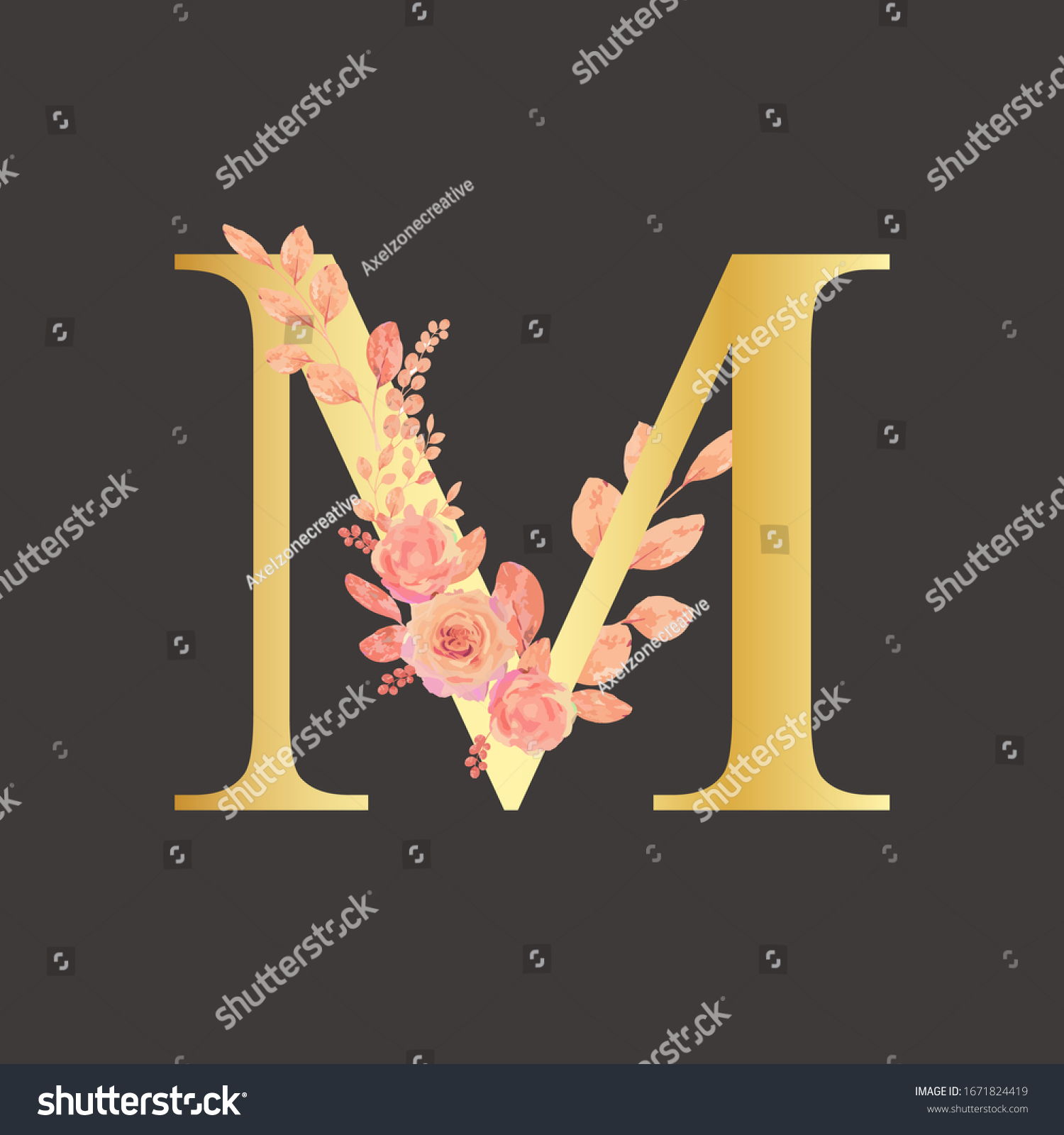 Letter M Floral Logo Isolated Alphabet Stock Vector (Royalty Free ... Letter M Floral Logo Isolated Alphabet Stock Vector (Royalty Free ...