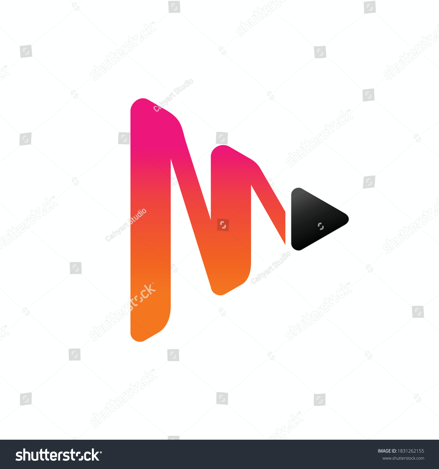 Letter M Icon Play Button Vector Stock Vector (Royalty Free) 1831262155 ...