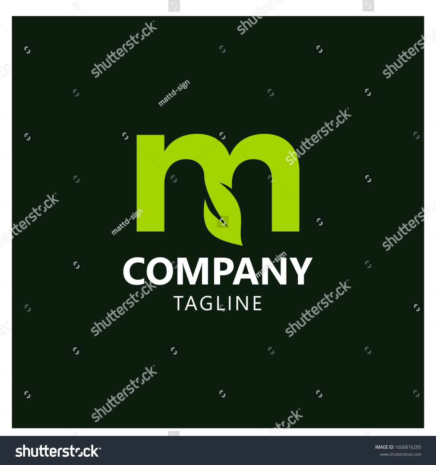 Letter M Leaf Logo Design Vector Stock Vector (Royalty Free) 1606816285 ...