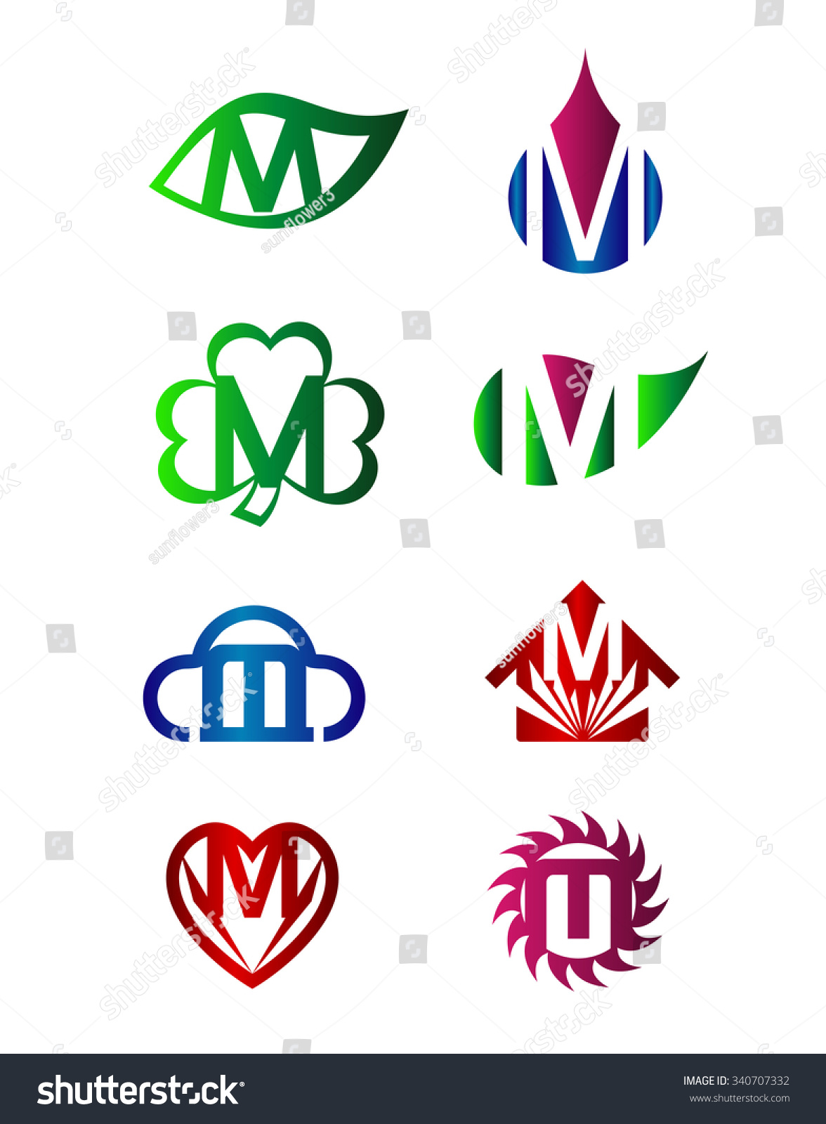 Letter M Logo Icon Set Stock Vector (Royalty Free) 340707332 | Shutterstock