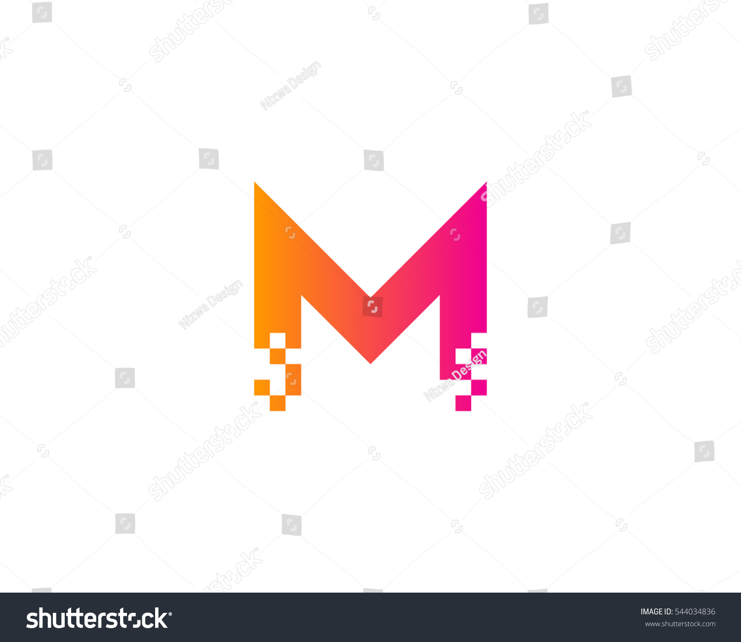 Letter M Pixel Logo Design Template Stock Vector (Royalty Free ...
