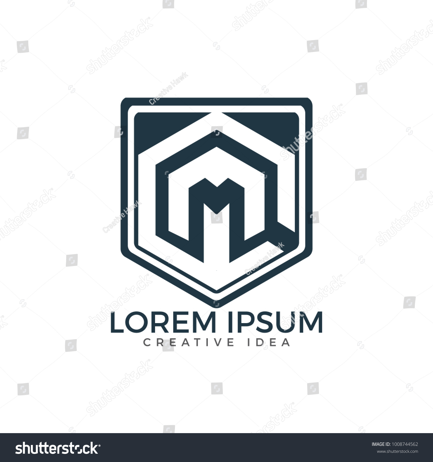 Letter M Shield Logo Design Stock Vector (Royalty Free) 1008744562 ...