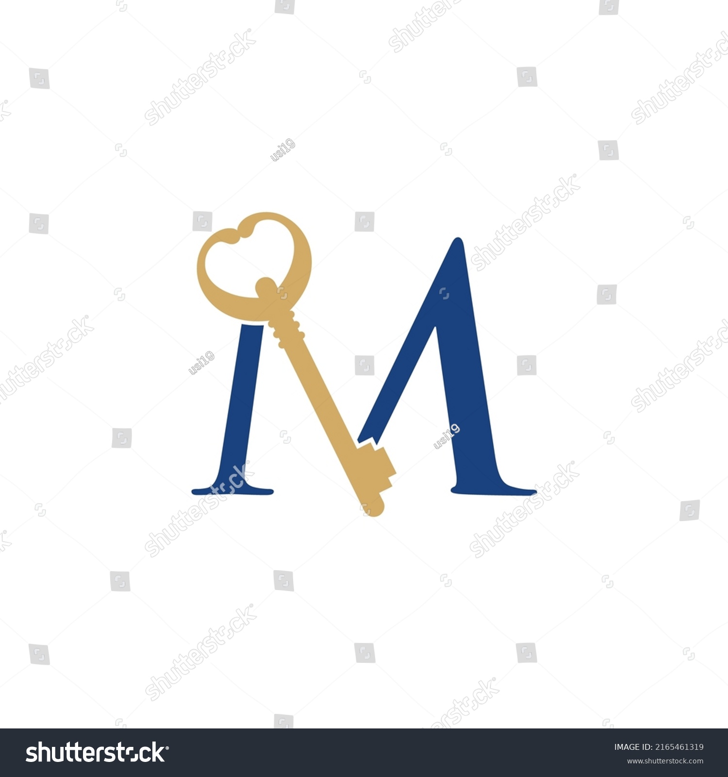 Letter M Old Key Logo Vector Stock Vector (Royalty Free) 2165461319 ...