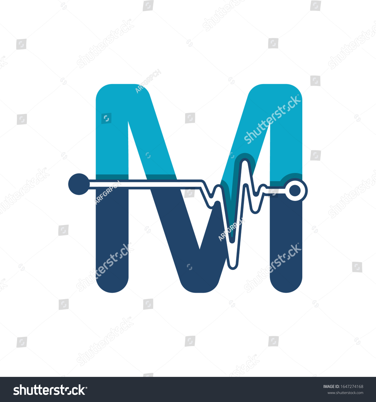 Letter M Pulse Logo Vector Element Stock Vector (Royalty Free) 1647274168