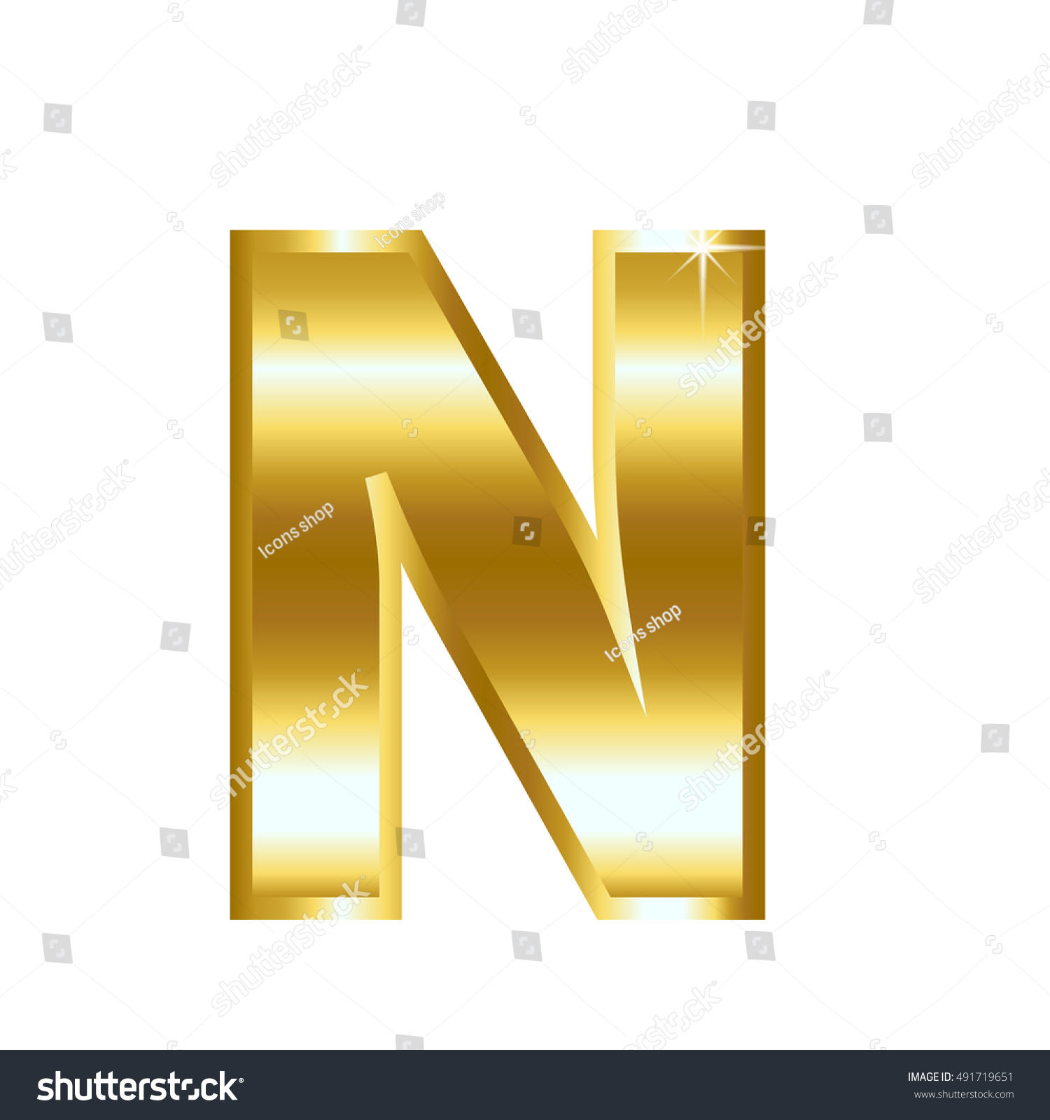 Letter N Gold Solid Alphabet Stock Vector (Royalty Free) 491719651 ...