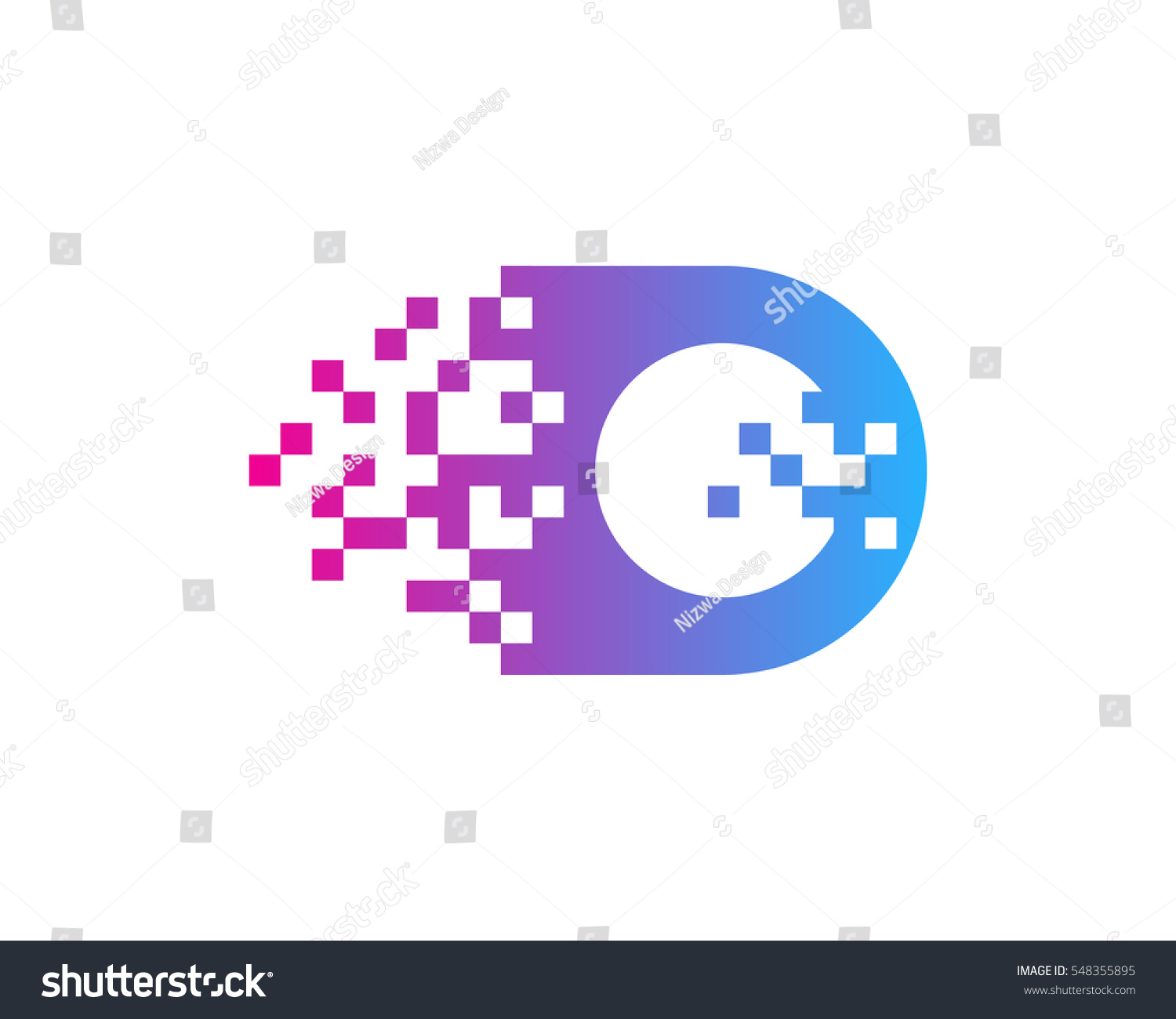 Letter O Digital Pixel Logo Design Stock Vector (Royalty Free) 548355895