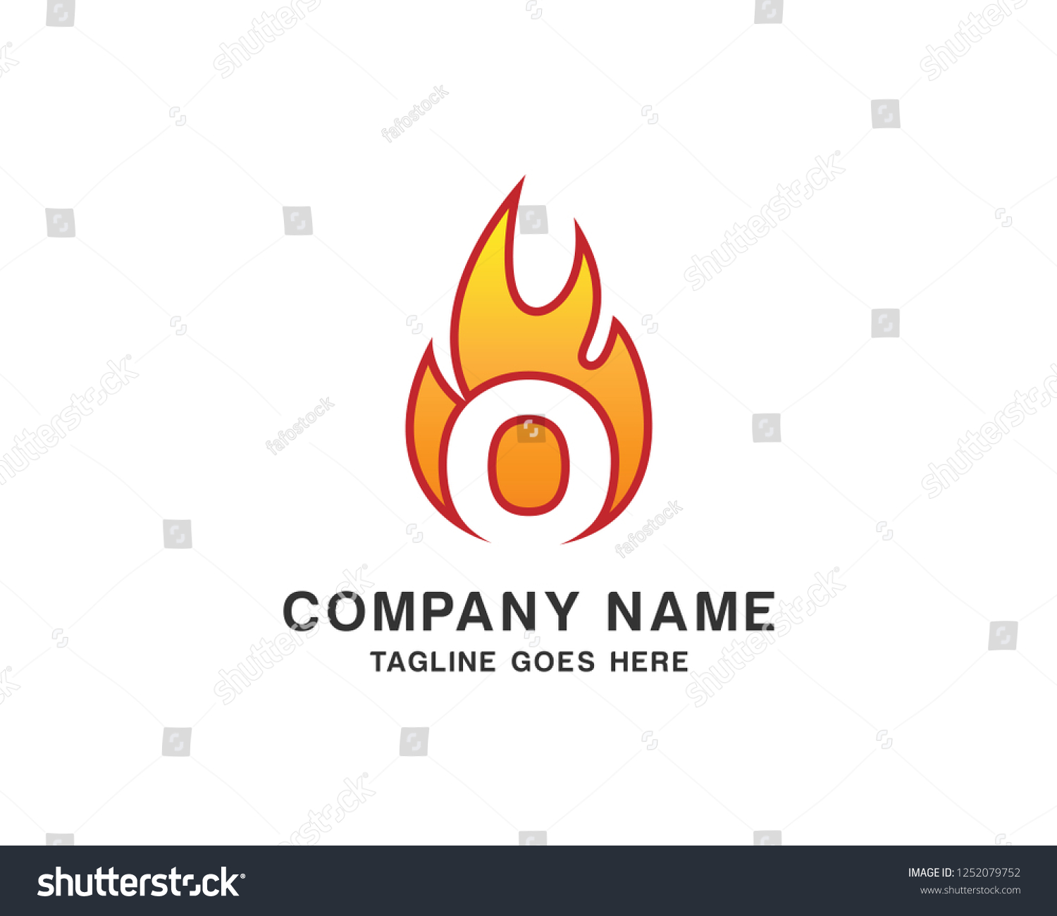 Letter O Flame Fire Vector Logo Stock Vector (Royalty Free) 1252079752