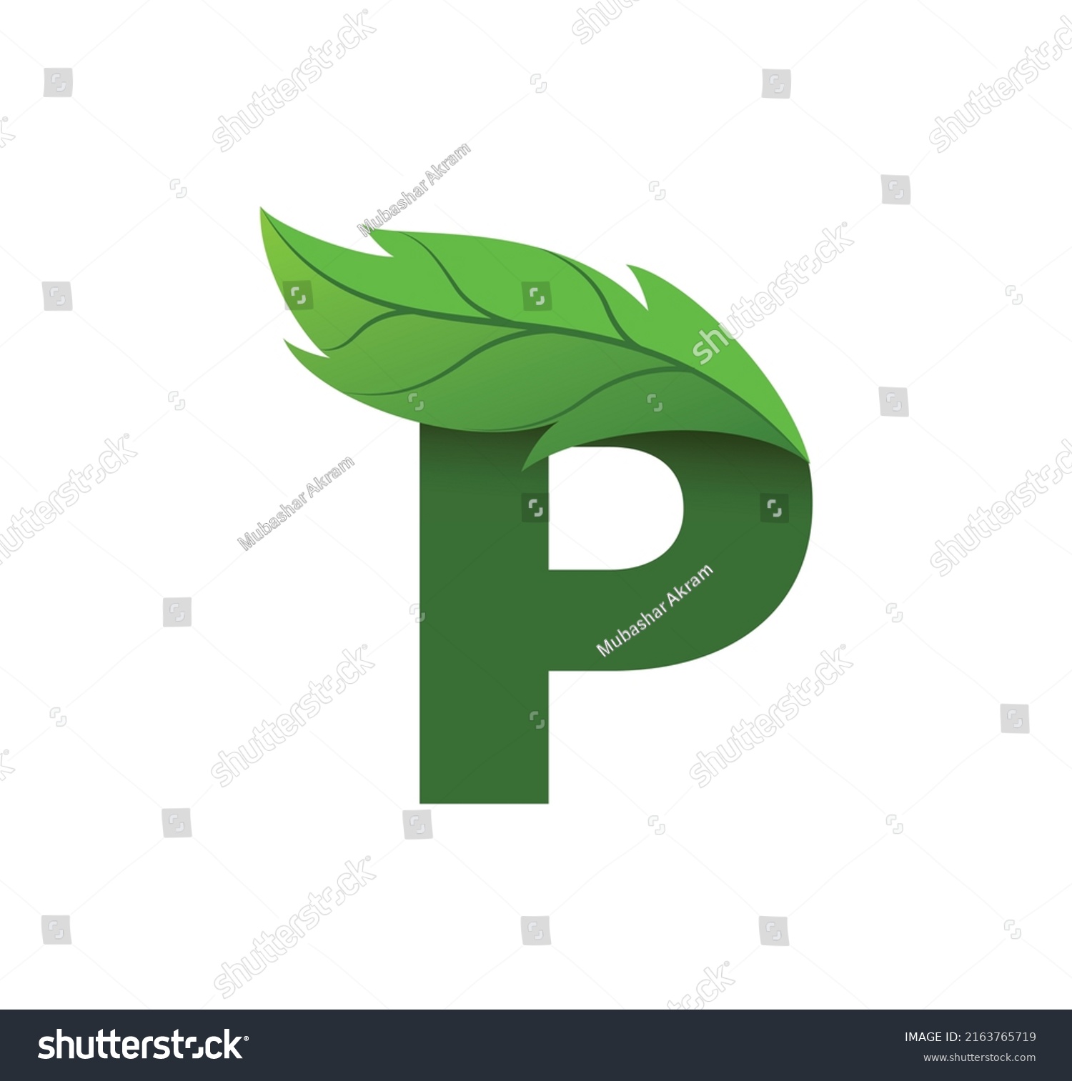Letter P Leaf Logo Design Vector Stock Vector (Royalty Free) 2163765719 ...