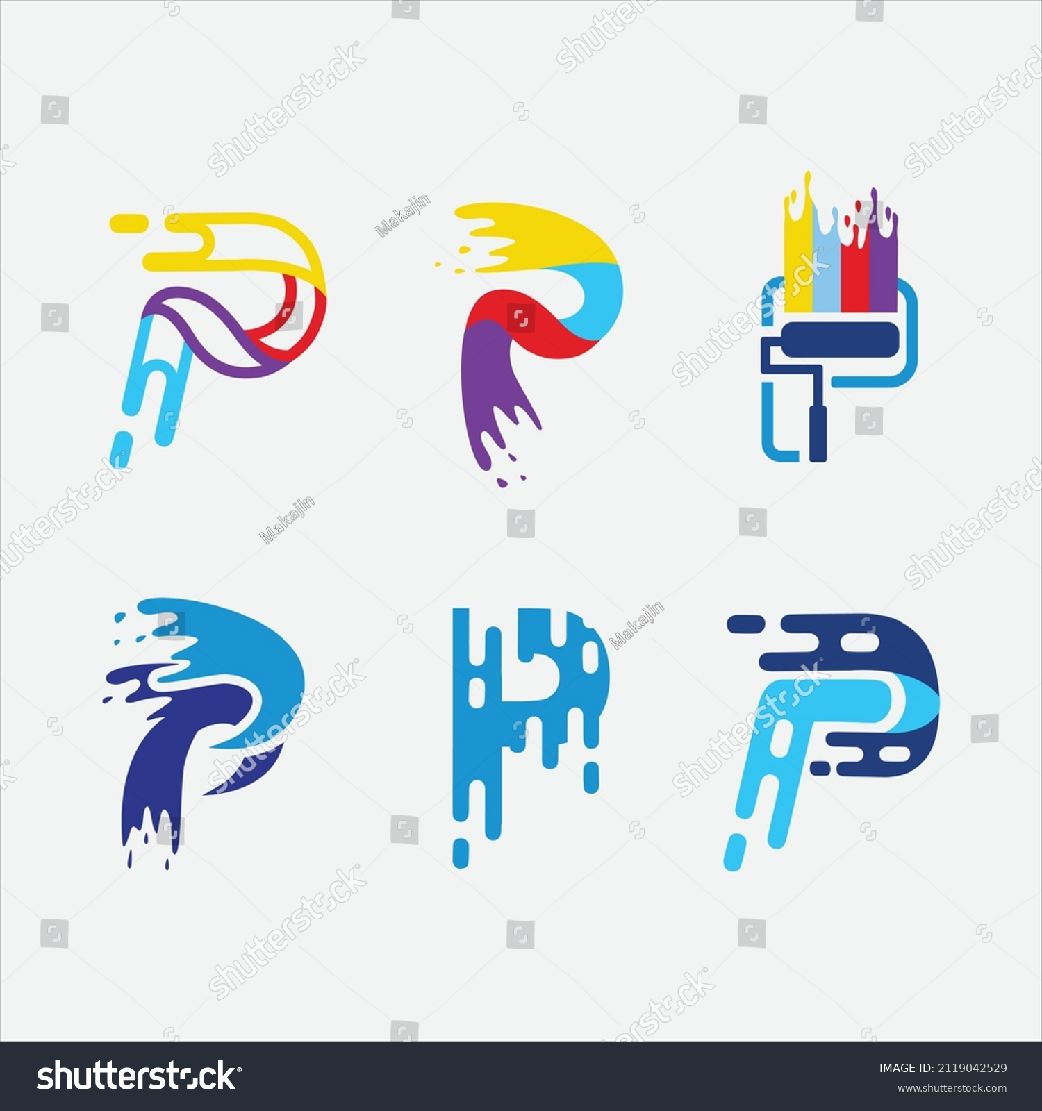 Letter P Paint Logo Vector Stock Vector (Royalty Free) 2119042529 ...