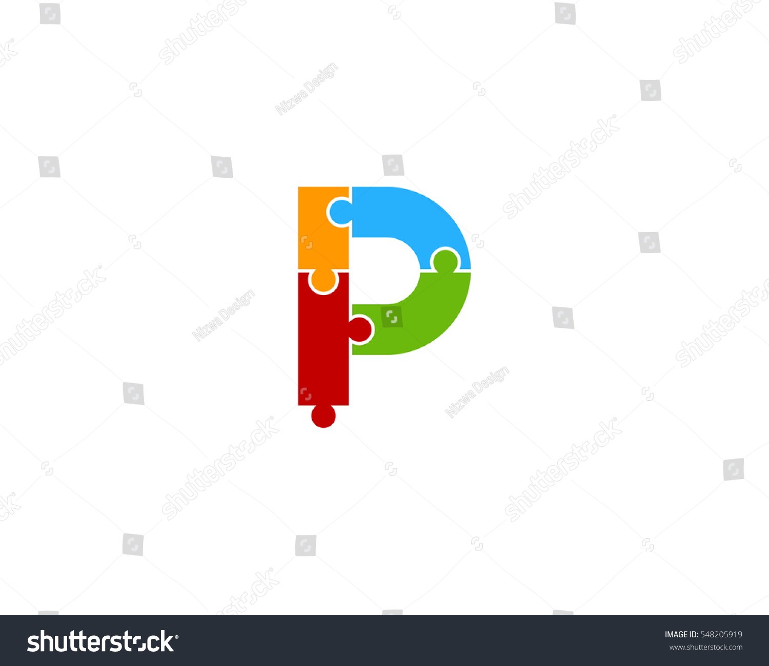 Letter P Puzzle Logo Design Element Stock Vector (Royalty Free) 548205919