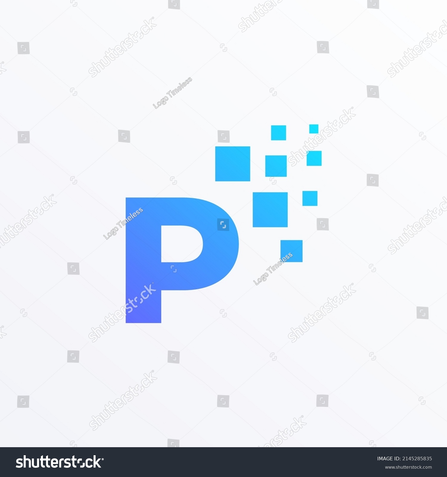 Letter P Pixel Technology Logo Design Stock Vector (Royalty Free ...