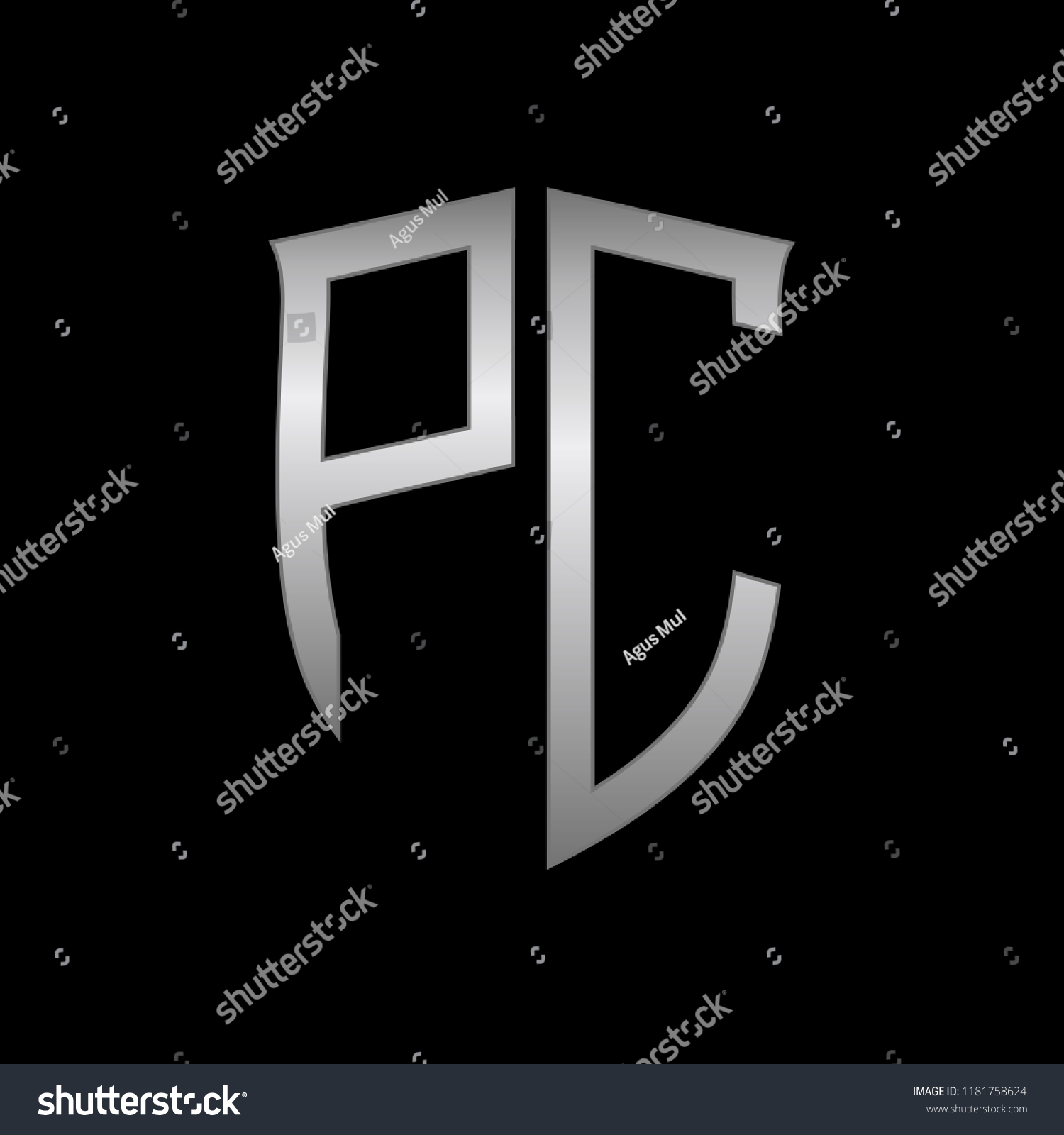 Letter Pc Initial Logo Design Vector Stock Vector (Royalty Free ...