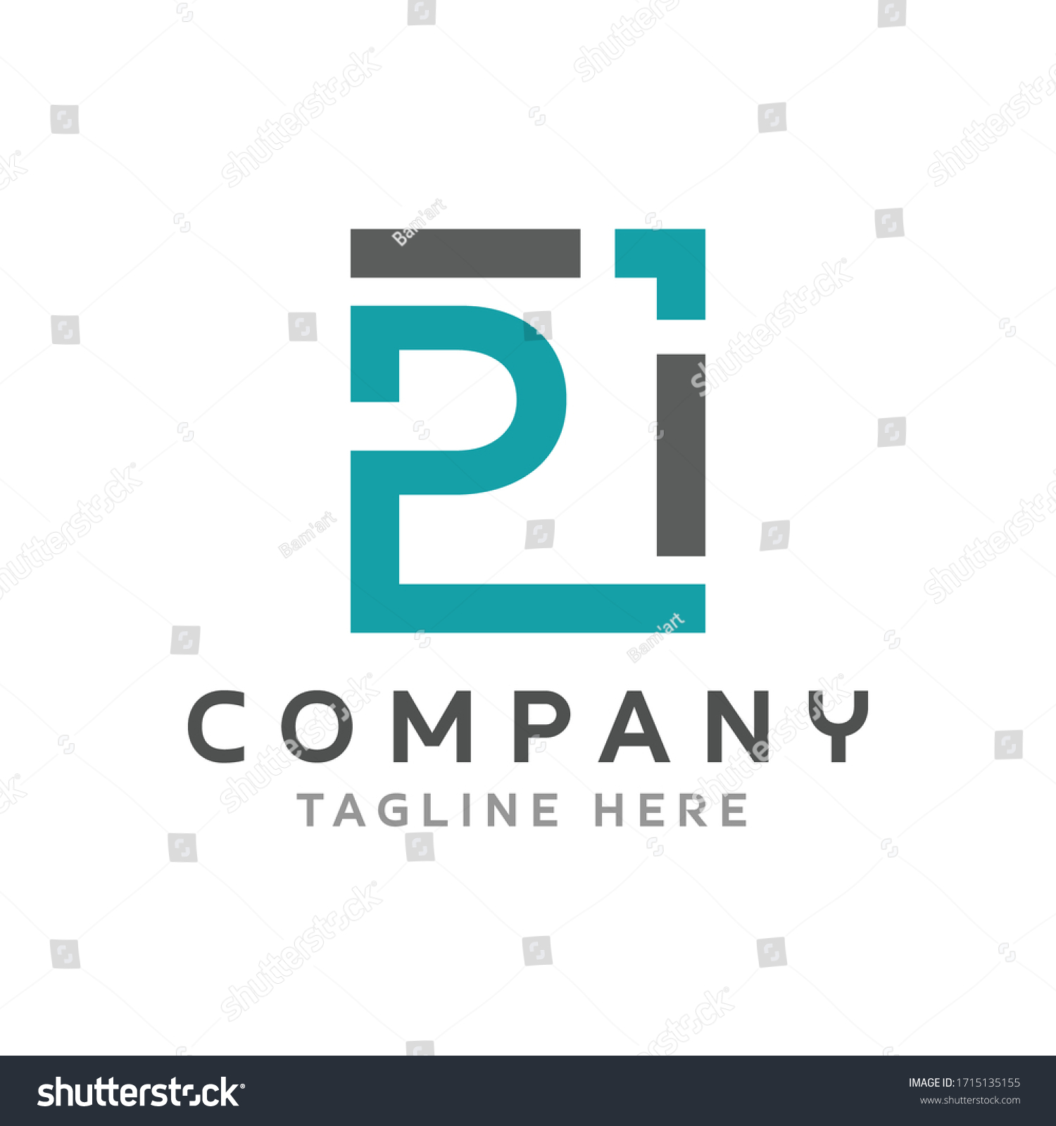 Letter Pi Square Simple Logo Design Stock Vector (Royalty Free) 1715135155