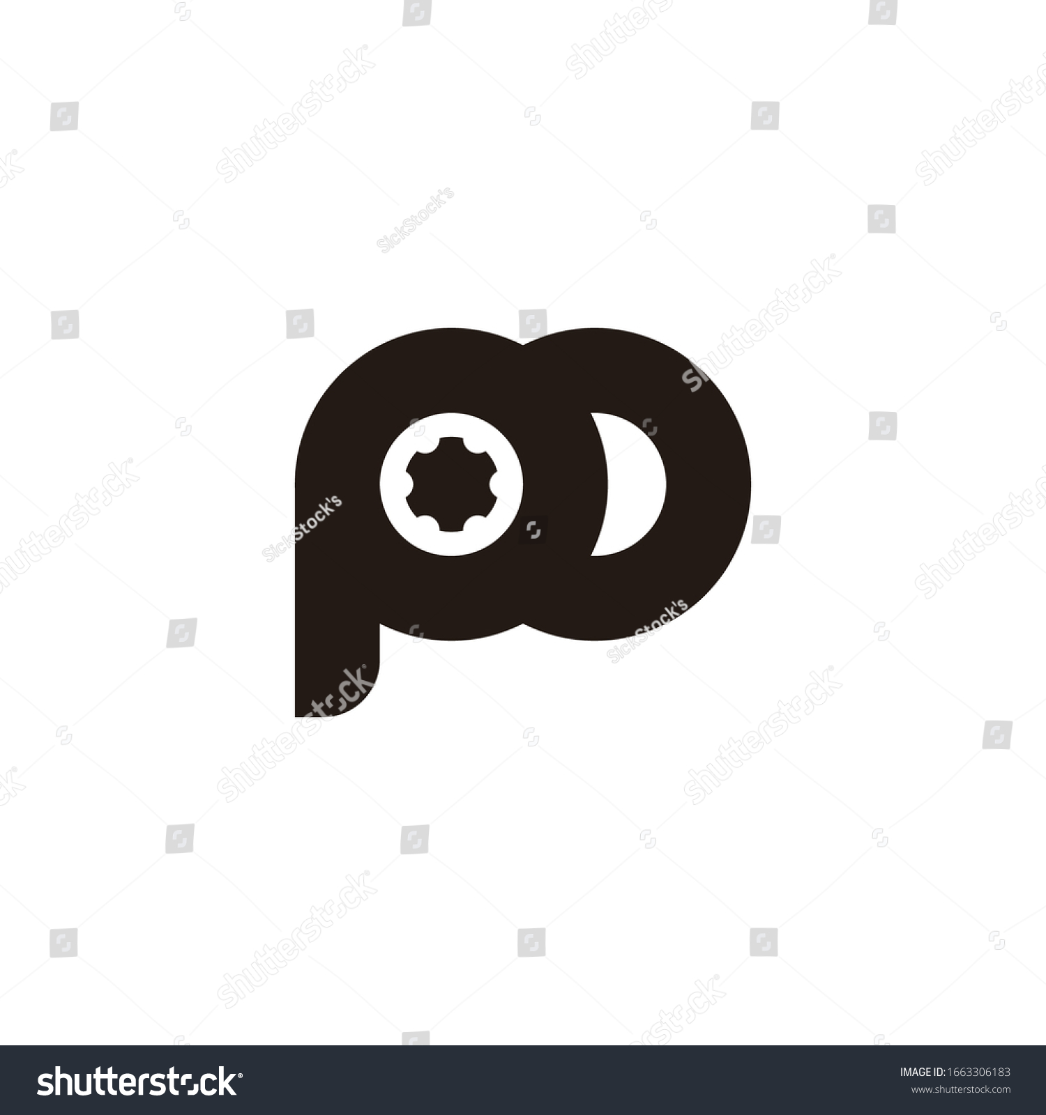Letter Po Tires Shape Symbol Logo Stock Vector (Royalty Free) 1663306183
