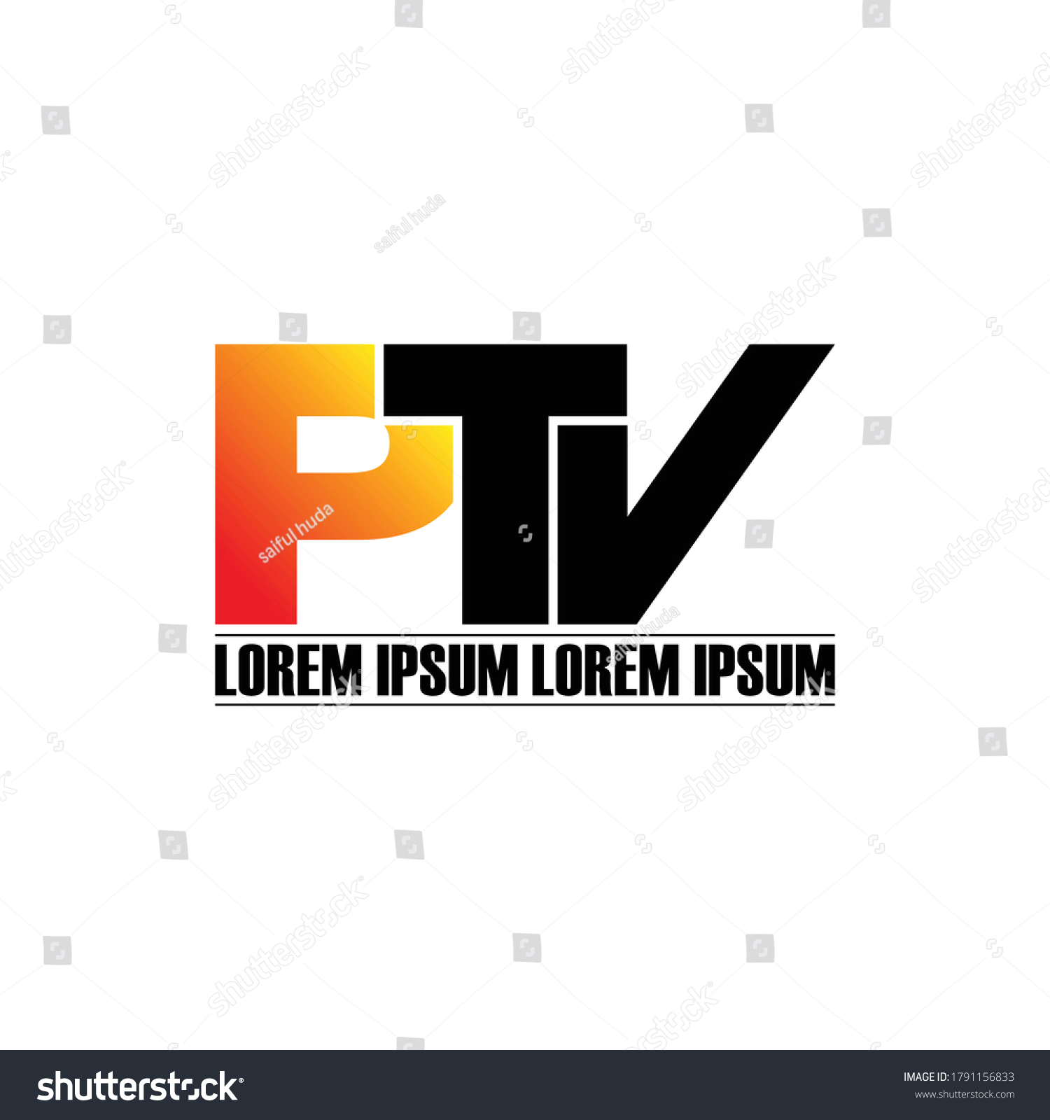 Letter Ptv Simple Logo Design Vector Stock Vector (Royalty Free) 1791156833