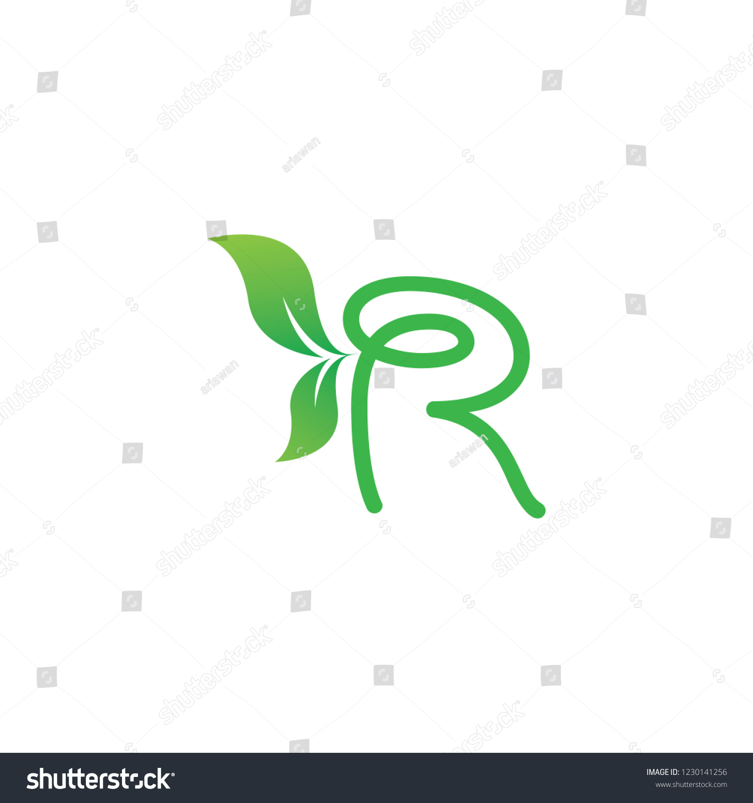 Letter R Leaf Logo Vector Stock Vector (Royalty Free) 1230141256 ...
