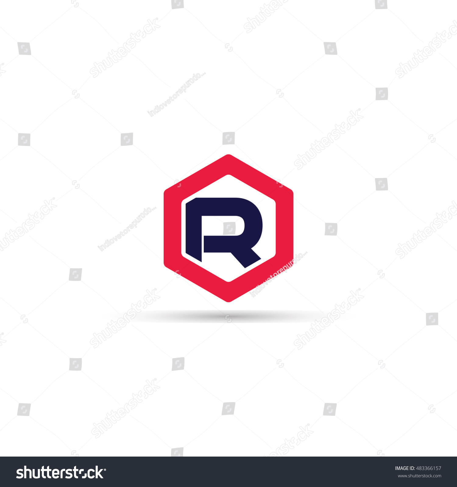 Letter R Hexagonal Logo Icon Stock Vector (Royalty Free) 483366157