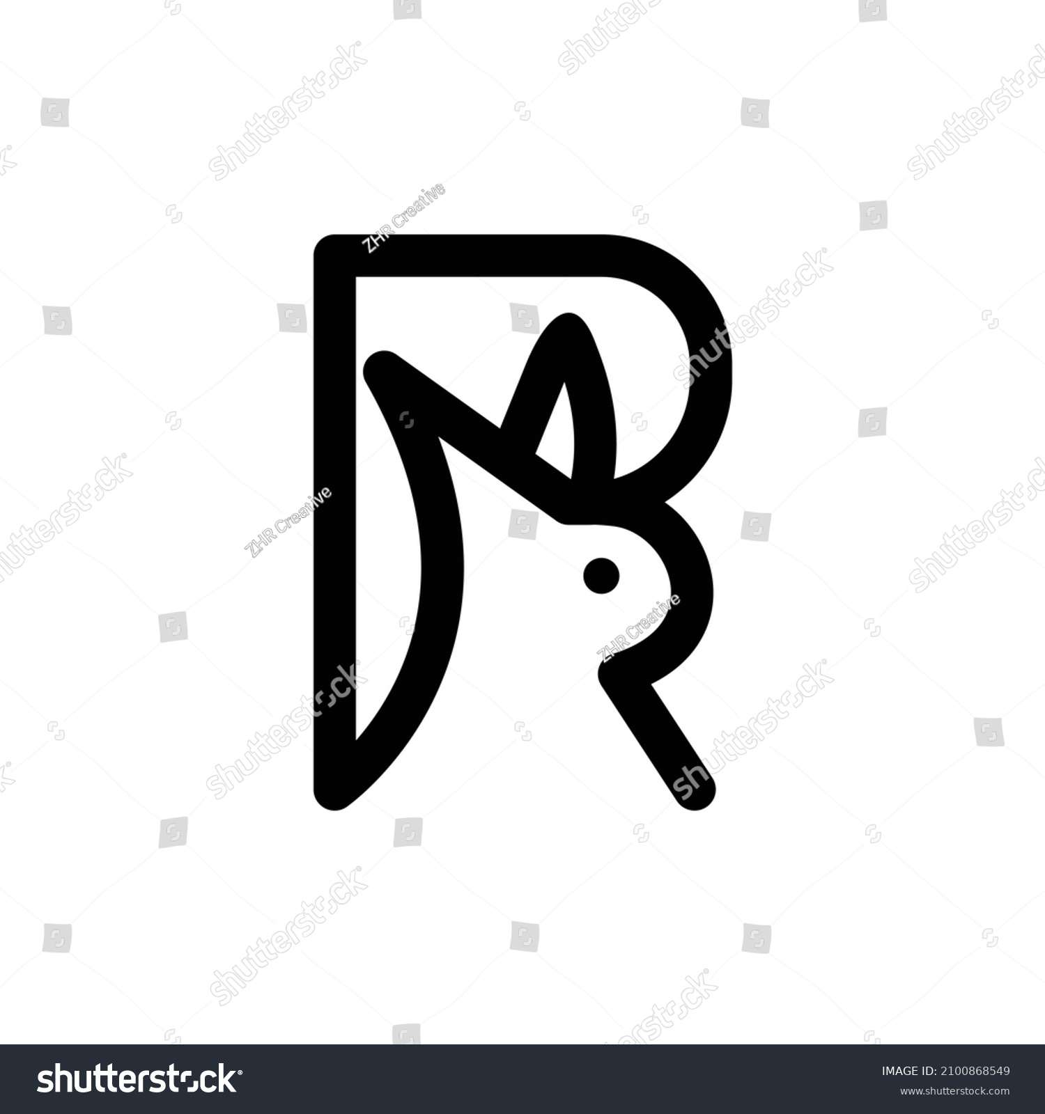 Letter R Initial Rabbit Logo Icon Stock Vector (Royalty Free) 2100868549