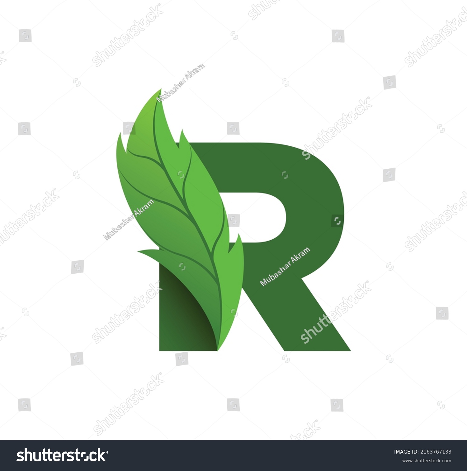 Letter R Leaf Logo Design Vector Stock Vector (Royalty Free) 2163767133 ...