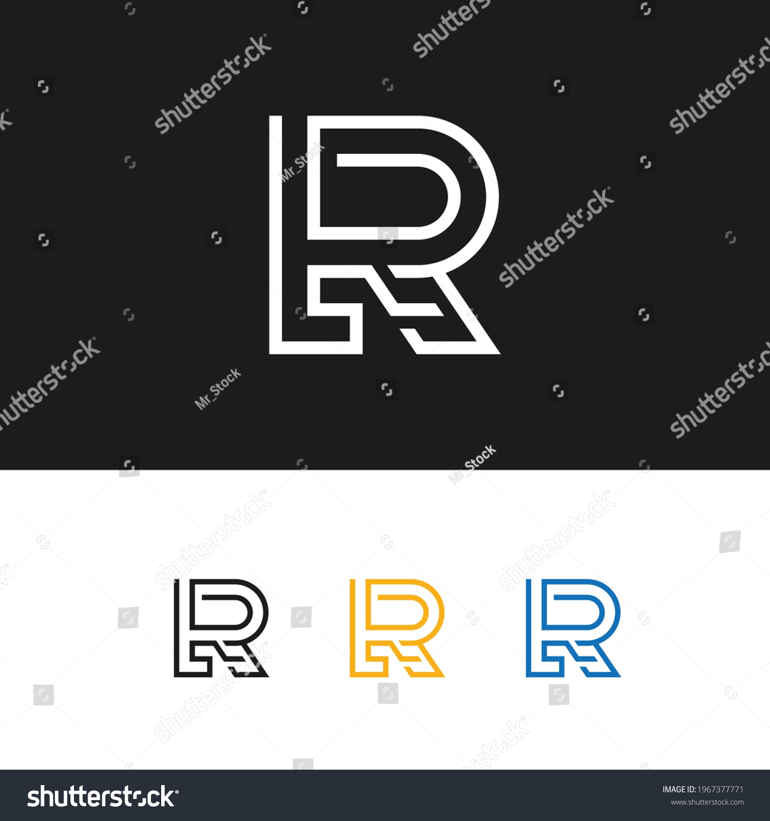 Letter R Line Logo Design Vector Stock Vector (Royalty Free) 1967377771