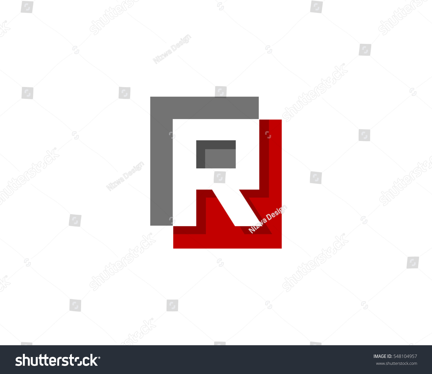 Letter R Negative Space Logo Design: vector de stock (libre de regalías ...