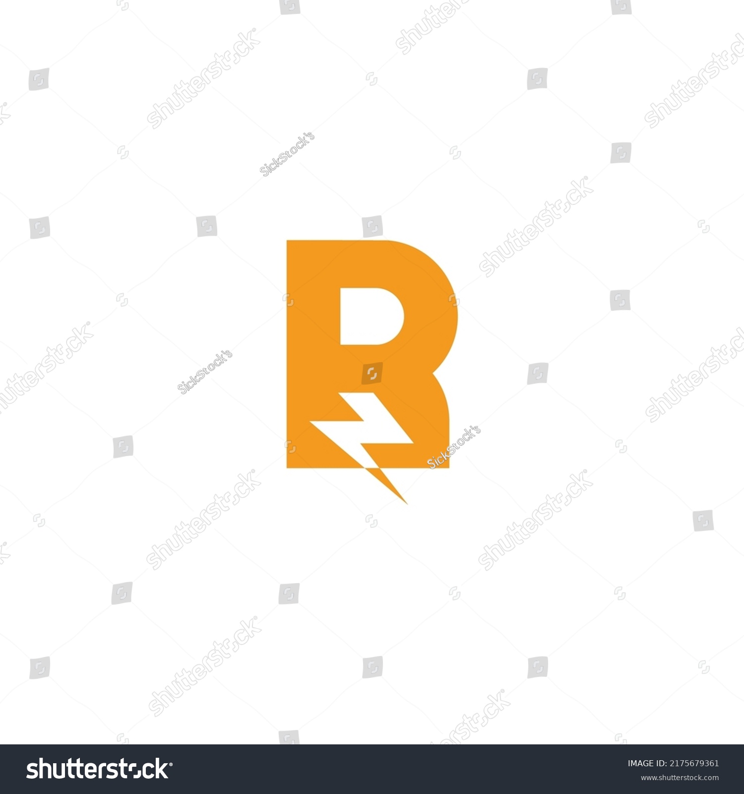 Letter R Thunder Shape Simple Technology Stock Vector (Royalty Free ...