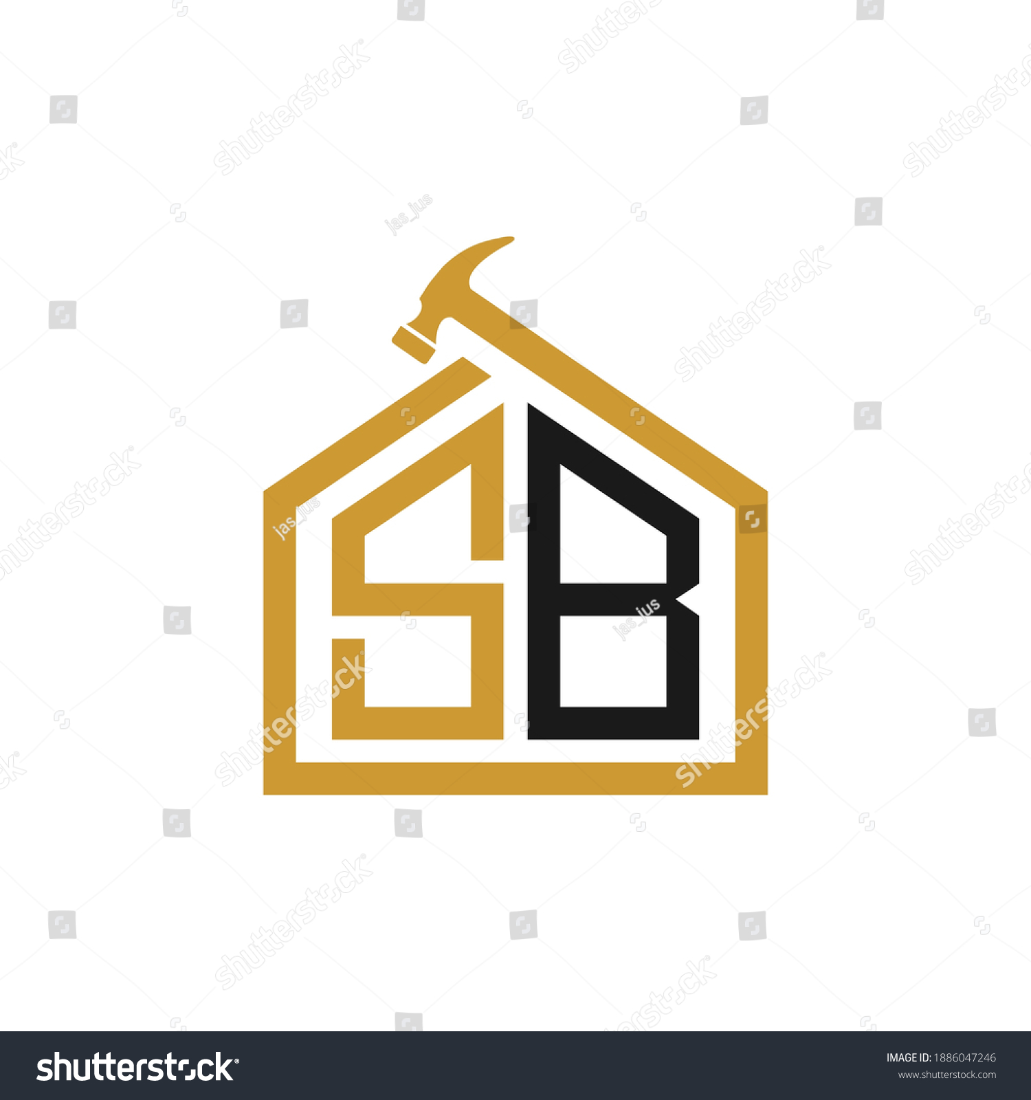 Letter Sb Initial Construction Home Logo Stock Vector (Royalty Free ...