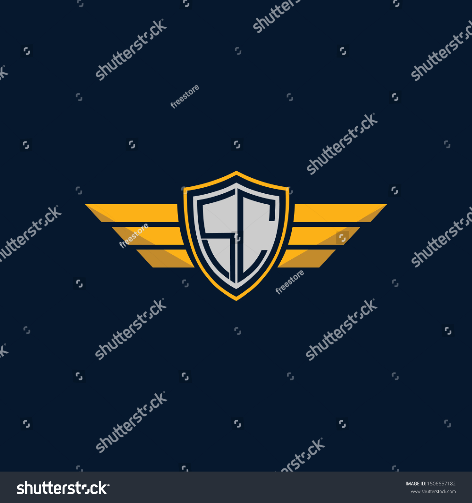 Letter Sc Shield Wings Creative Logo Stock Vector (Royalty Free ...
