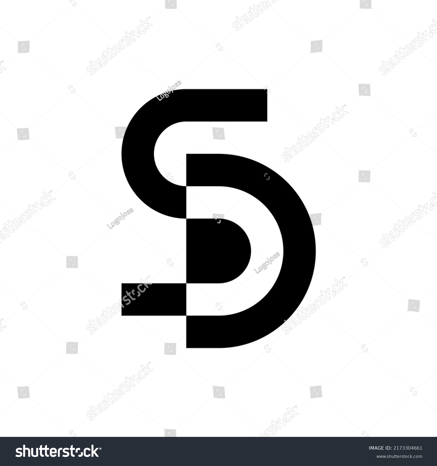 Letter Sd Pixel Digital Negative Space Stock Vector (Royalty Free ...