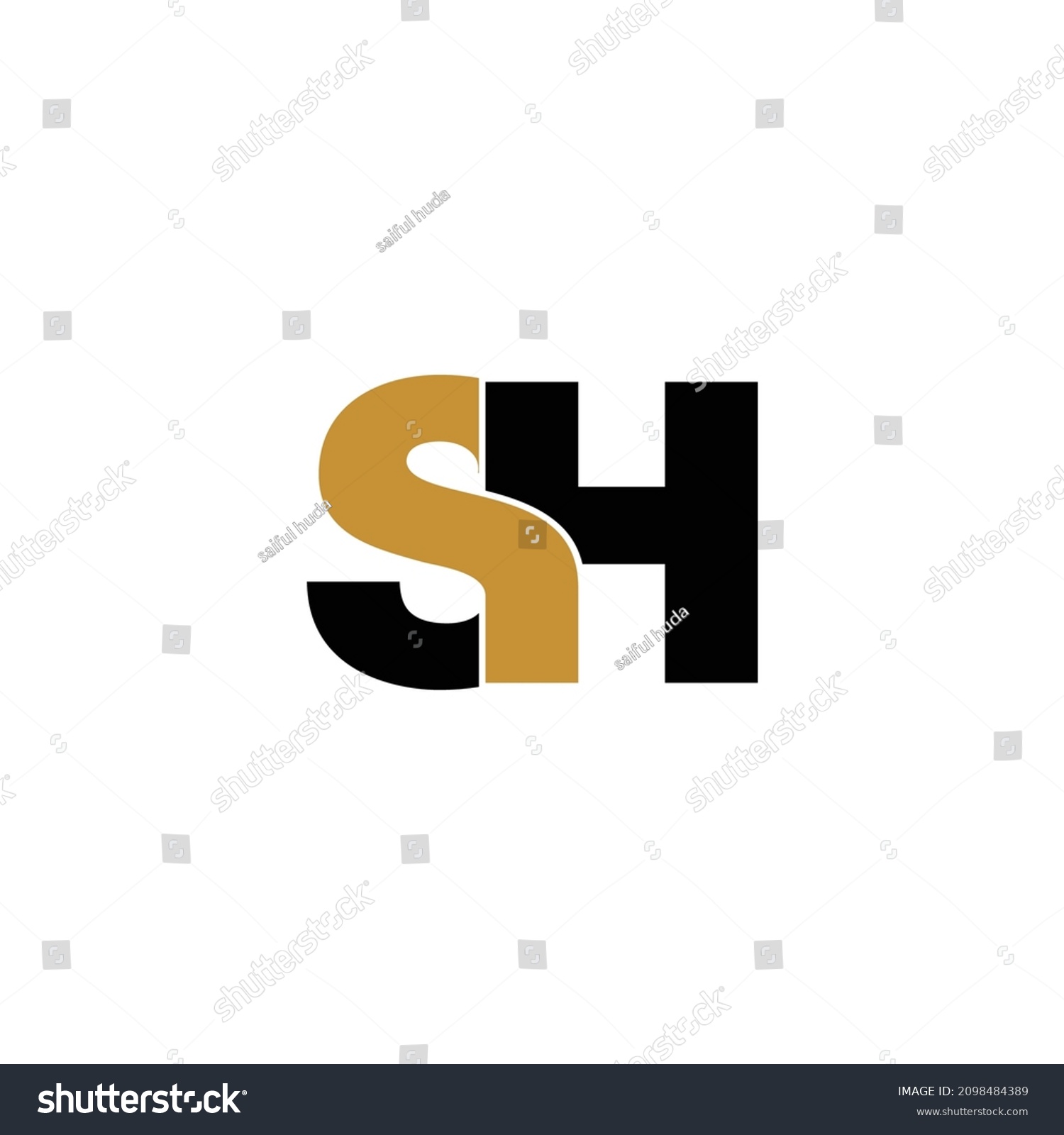 Letter Sh Simple Logo Design Vector Stock Vector (Royalty Free) 2098484389