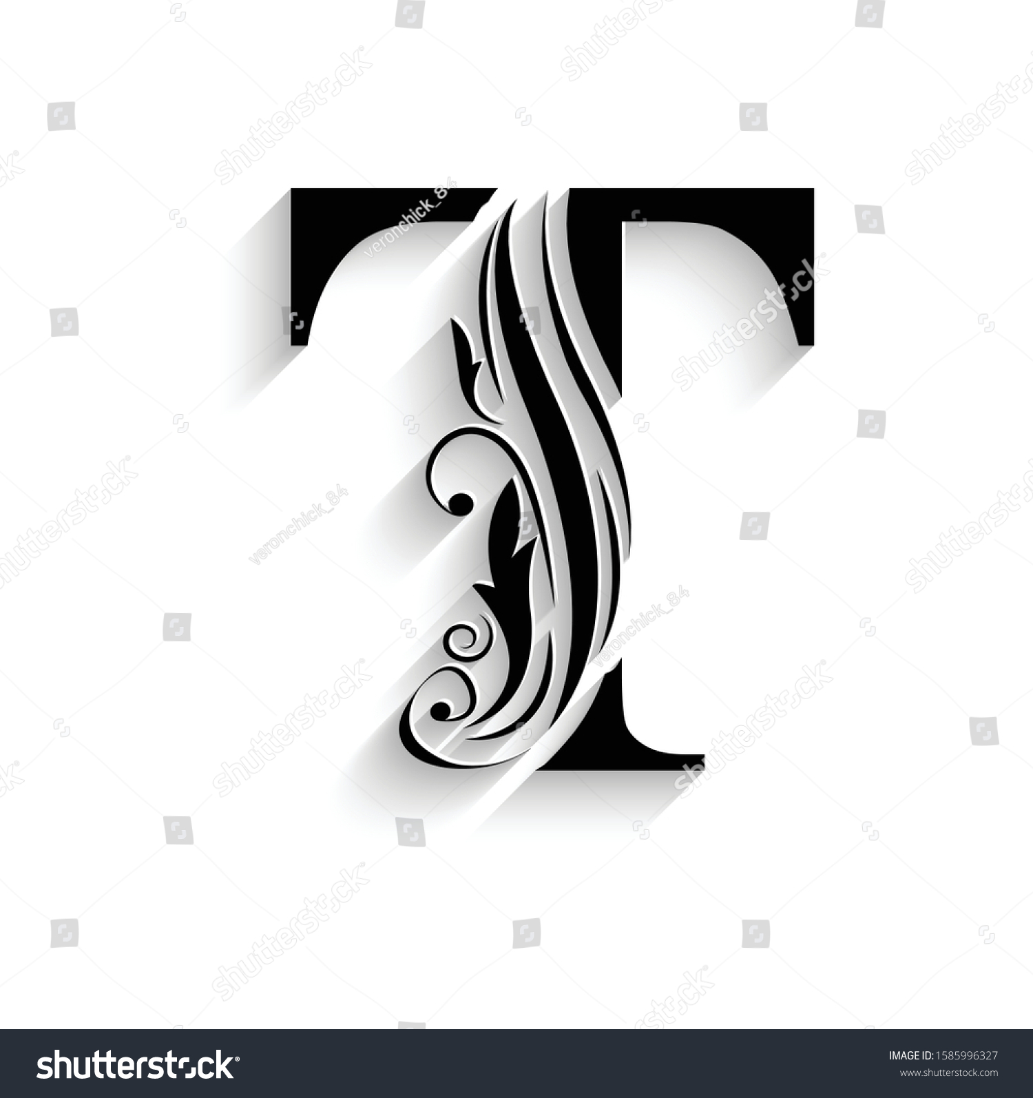 Letter T Black Flower Alphabet Beautiful Stock Vector (Royalty Free ... Letter T Black Flower Alphabet Beautiful Stock Vector (Royalty Free ...