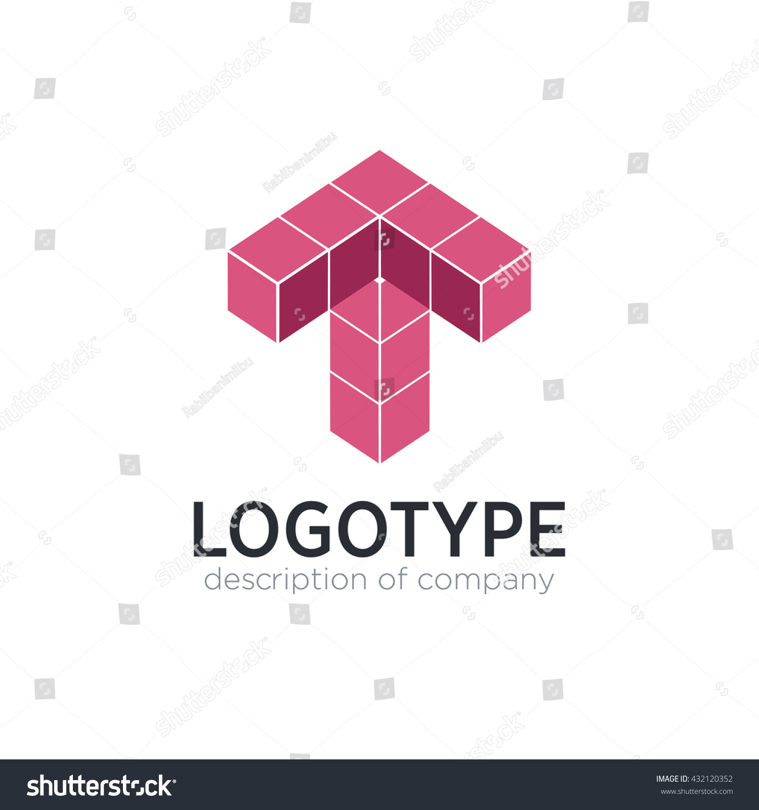 Letter T Cube Figure Logo Icon Stock Vector (Royalty Free) 432120352