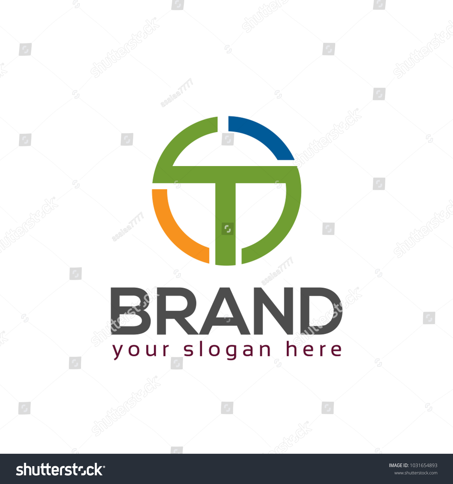 Letter T Circle Flat Logo Vector Stock Vector (Royalty Free) 1031654893