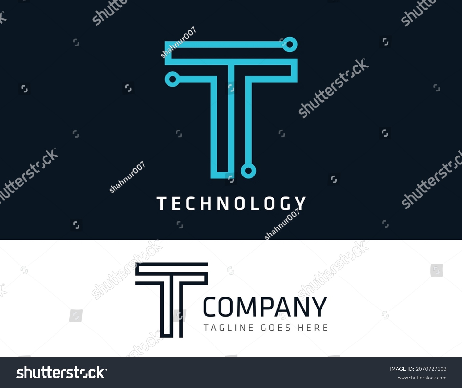 Letter T Tech Logo Design Vector Stock Vector (Royalty Free) 2070727103 ...
